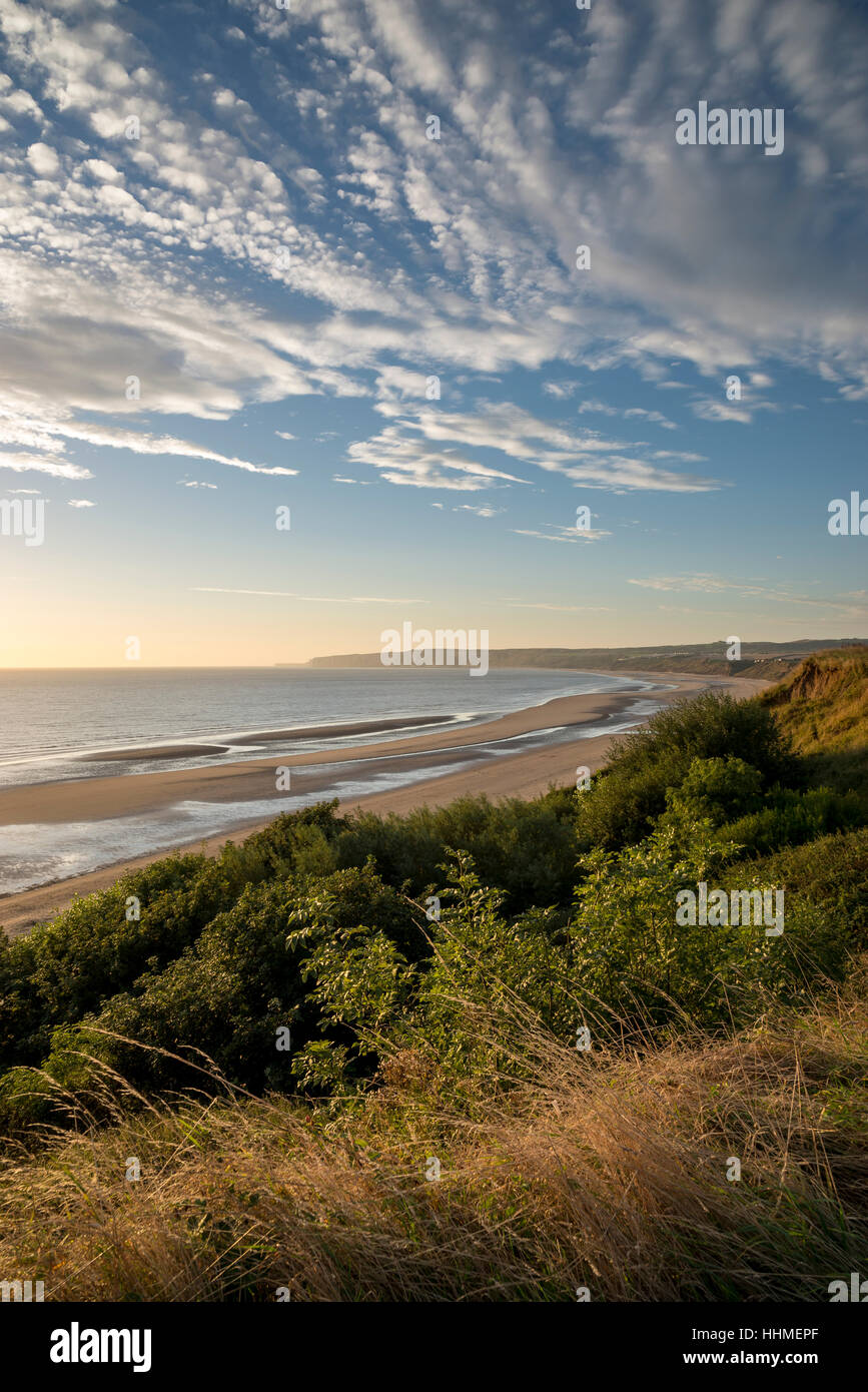 Beautiful morning view of Hunmanby sands at Filey Bay, North Yorkshire ...
