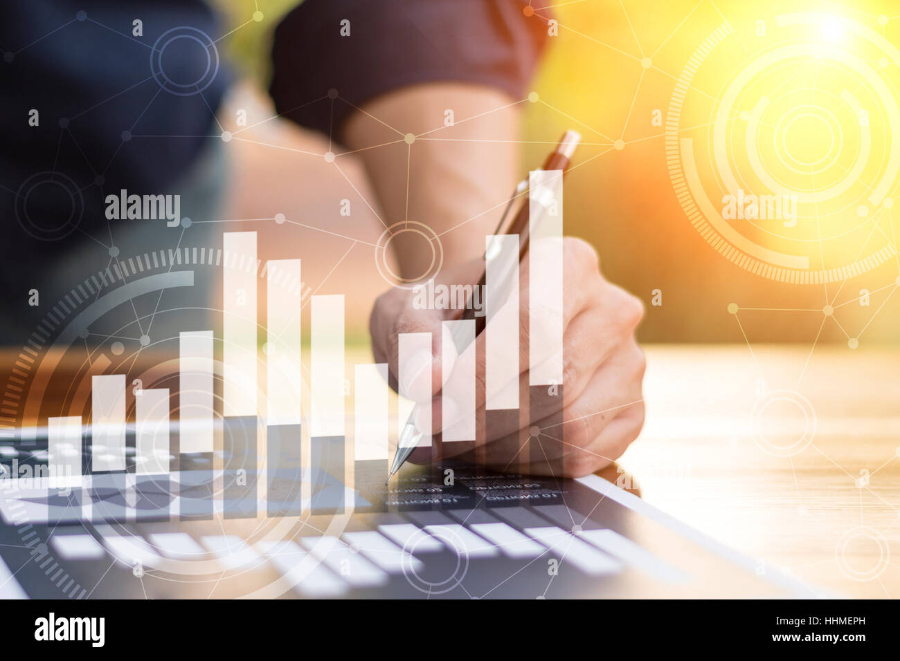 businessman hand working with new modern computer and business strategy ...