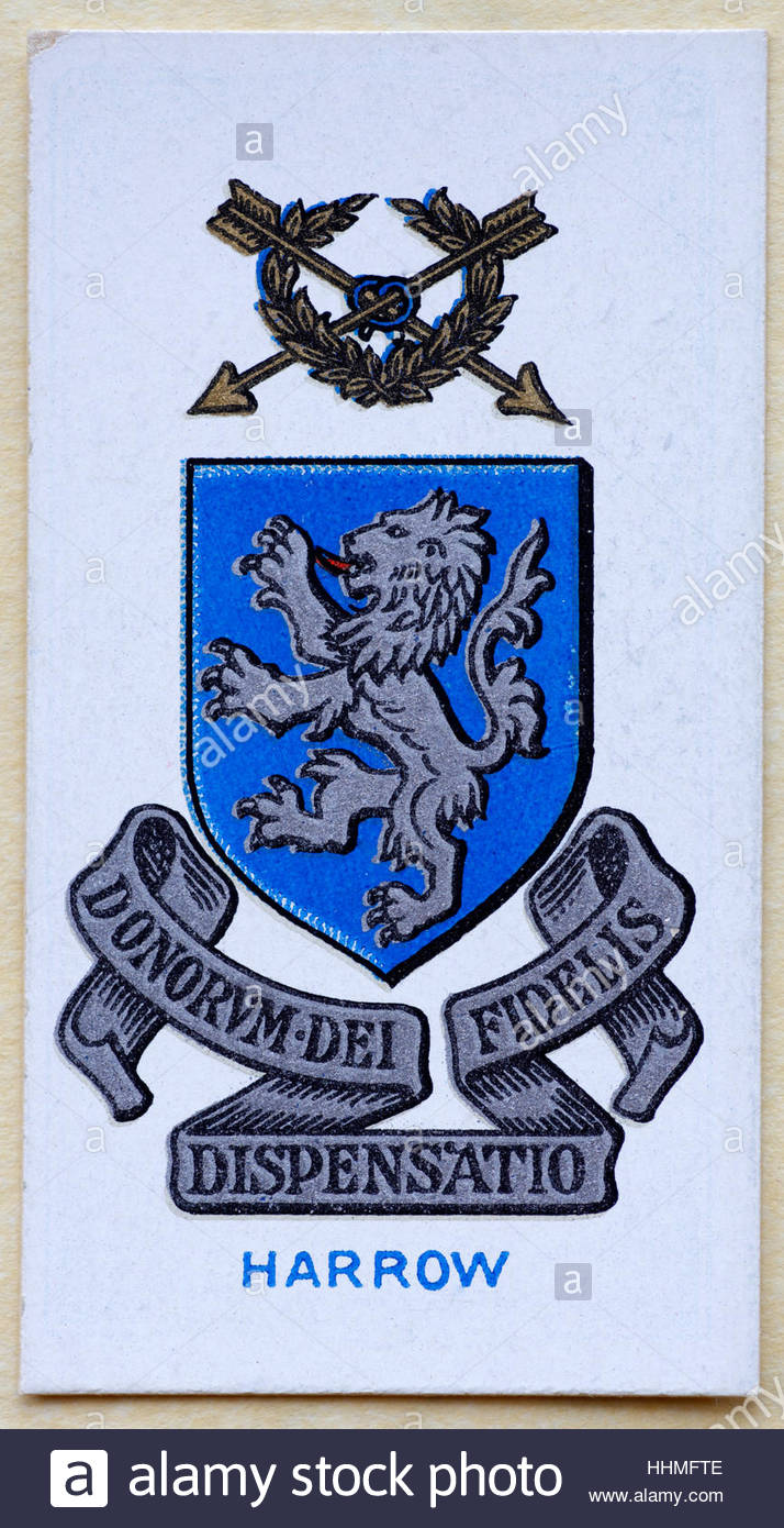 Harrow School badge and motto Stock Photo - Alamy