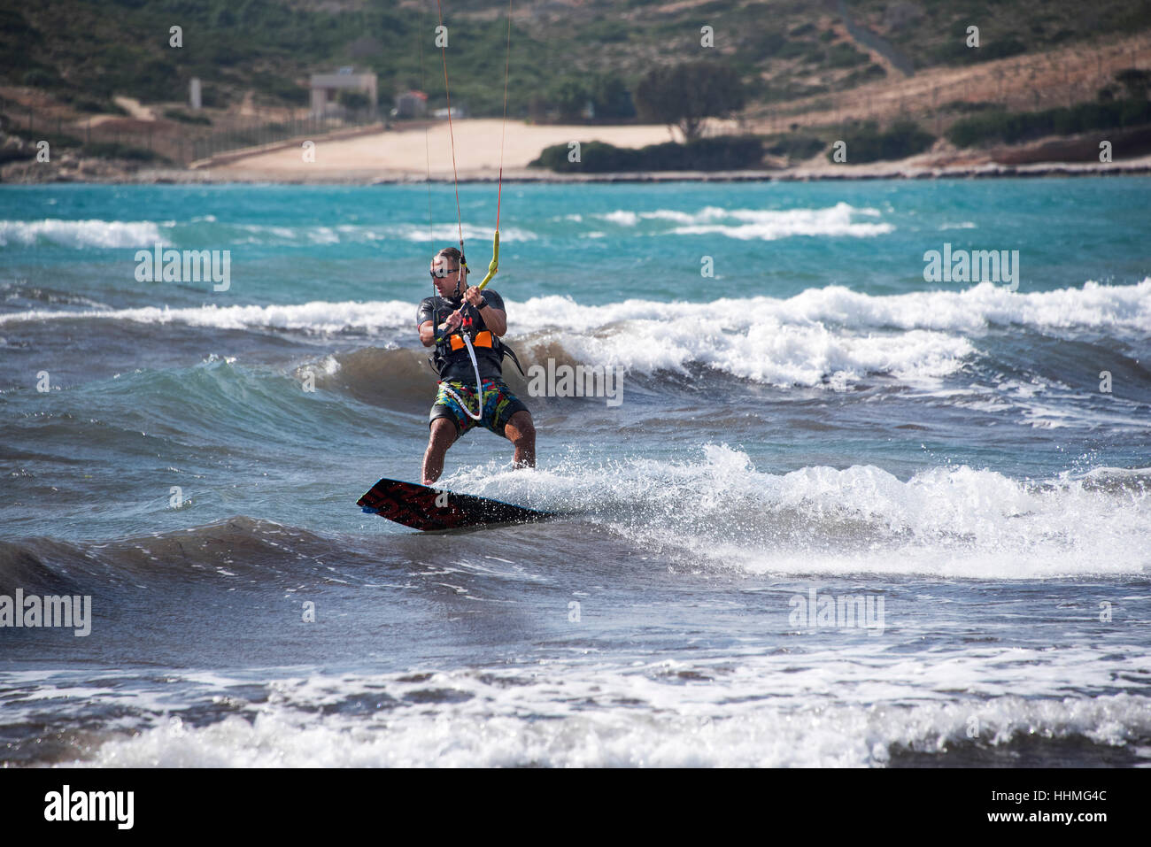 Wind surfer at Prasonisi in the south of Rhodes Greek Island Stock ...