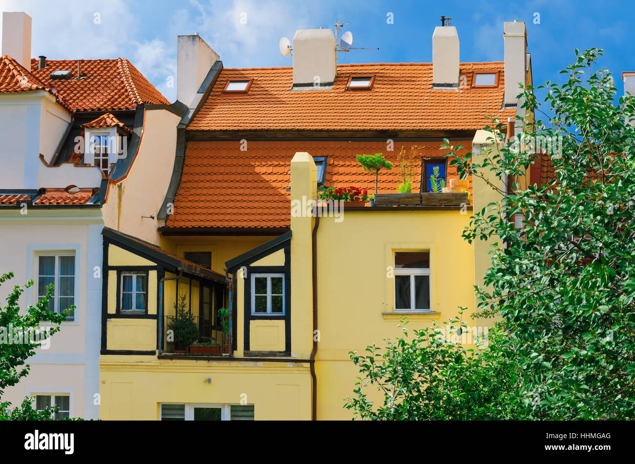 prague, building, house, building, architectural, cloud, europe ...