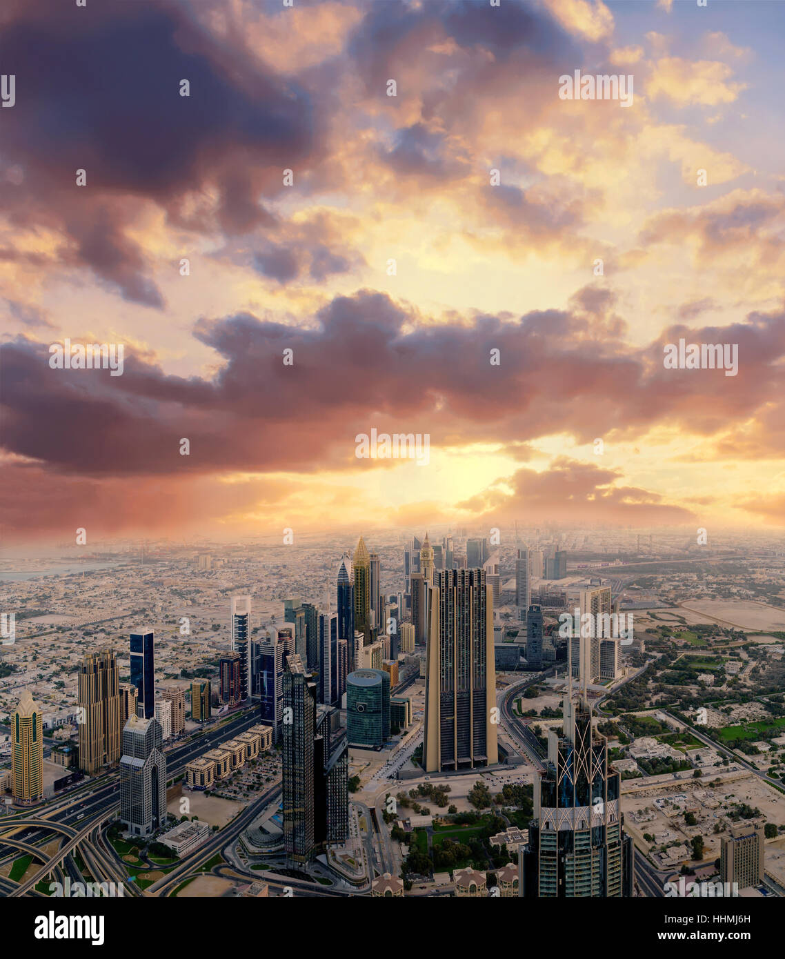 Dubai early morning aerial cityscape Stock Photo - Alamy