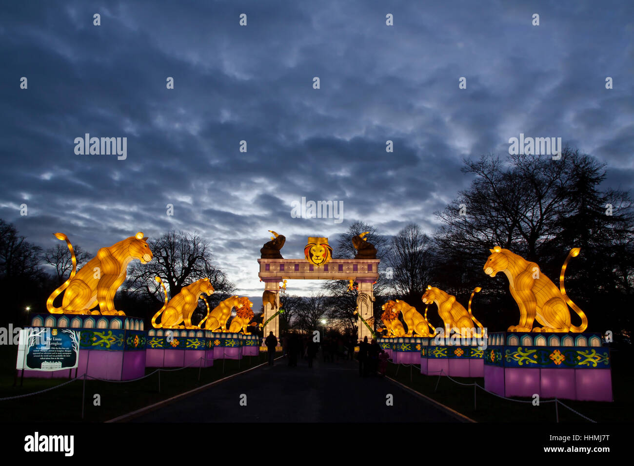 Longleat Festival of Light - Lions of Longleat Stock Photo - Alamy