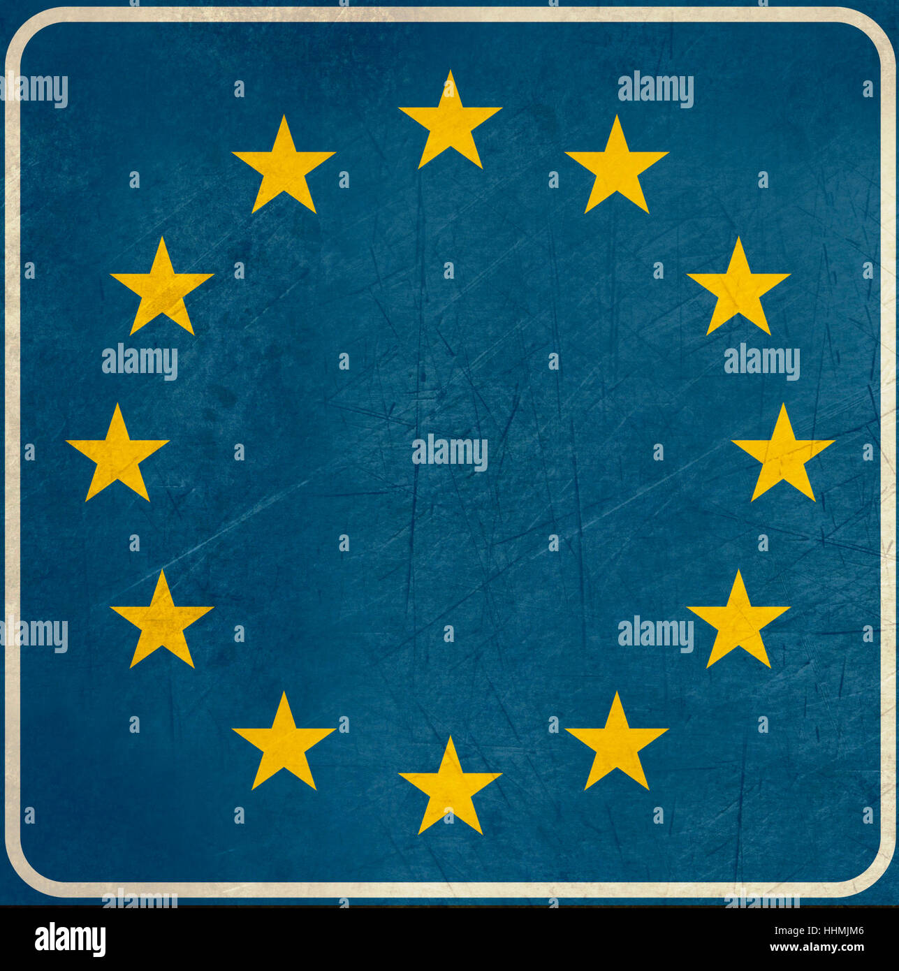 Grunge blank European sign with stars, isolated on white background ...