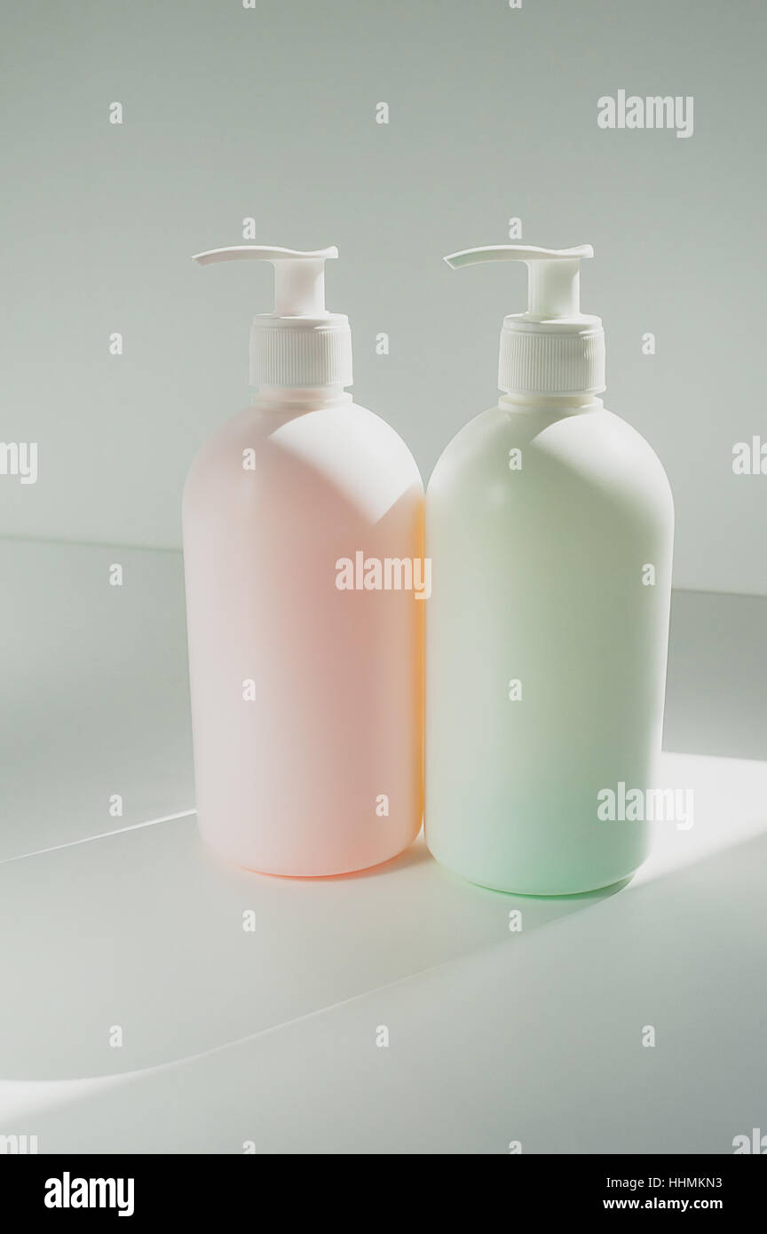 plastic pump for liquid soap, without labels, on a white background ...