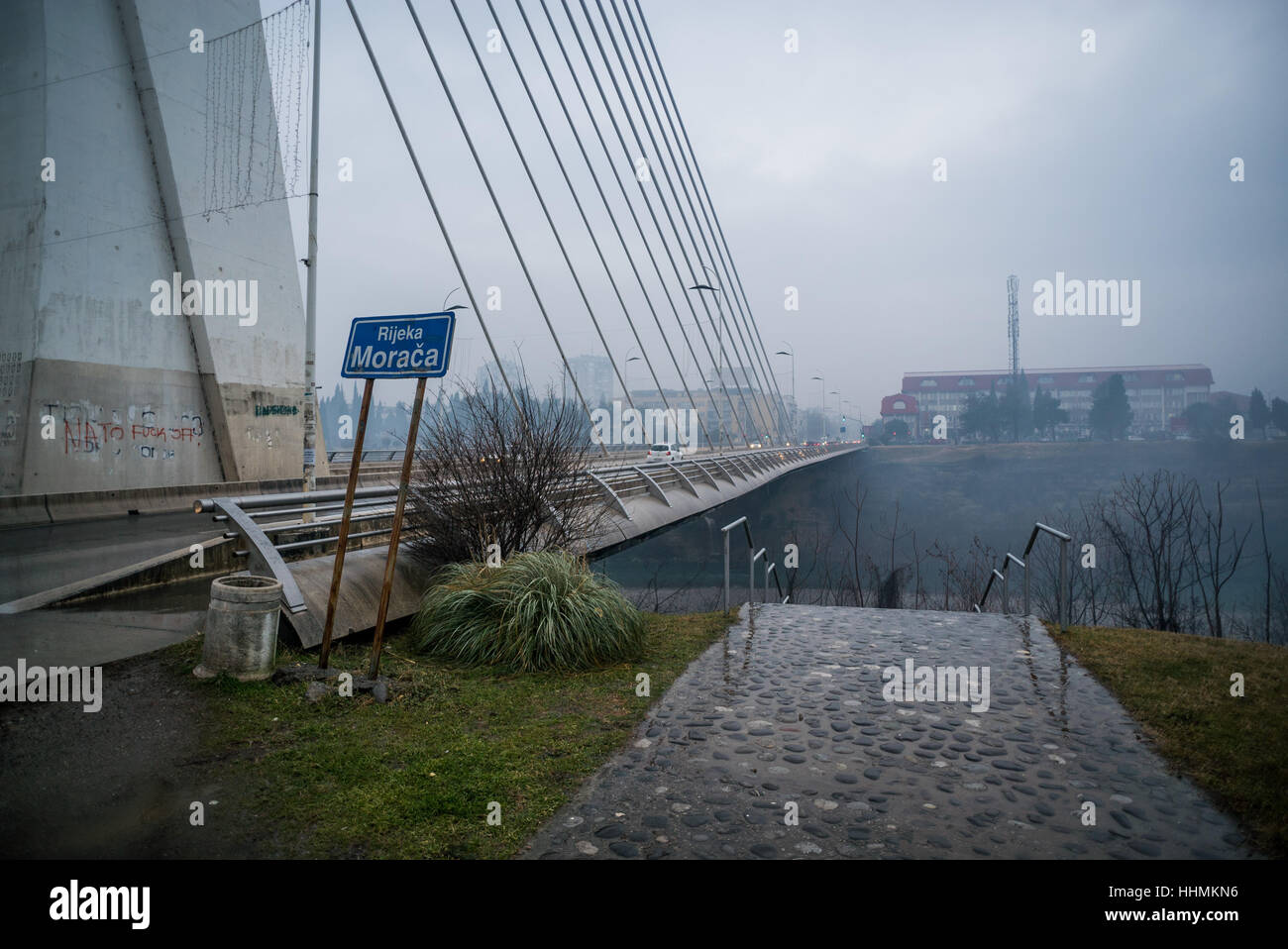 The Millenium Bridge over the Moraca river in Podogrica, Montenegro ...