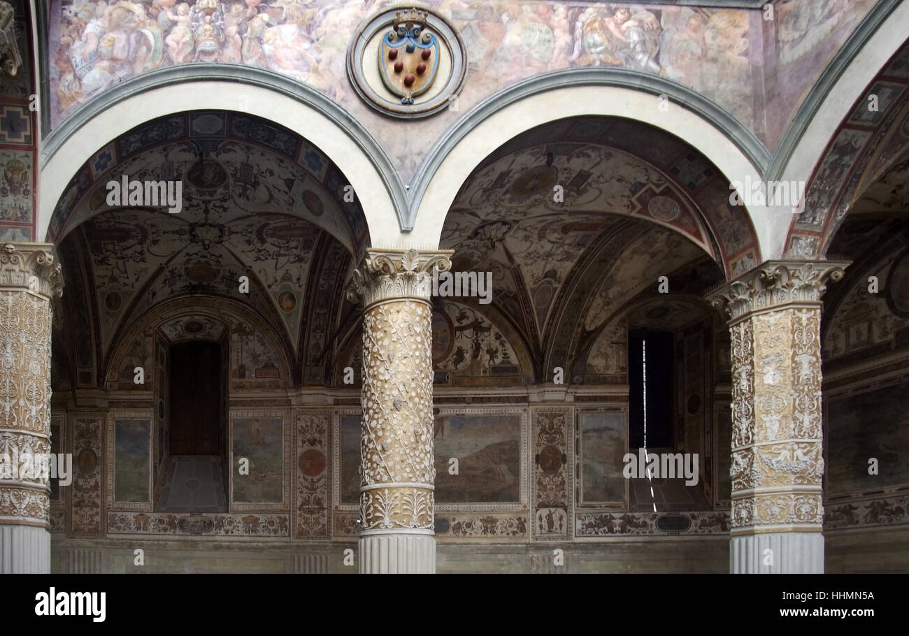 architectural detail showing some rich ornamented columns and wall in ...