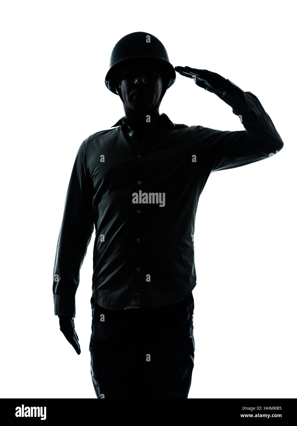 one caucasian army soldier man army soldier man saluting on studio ...