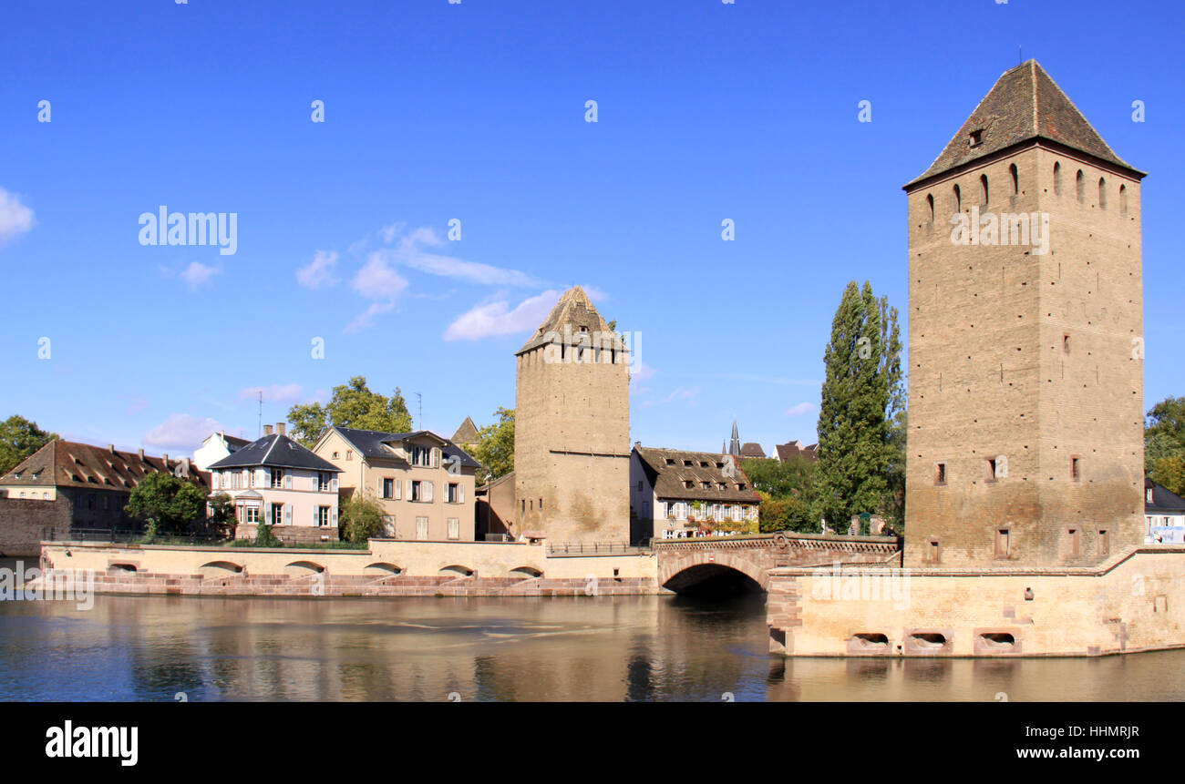 bridge, towers, alsace, strasbourg, historical, bridge, old town ...