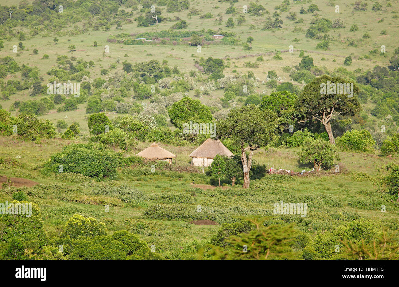 Maasai bandas in countryside, Mara Triangle, Maasai Mara National ...