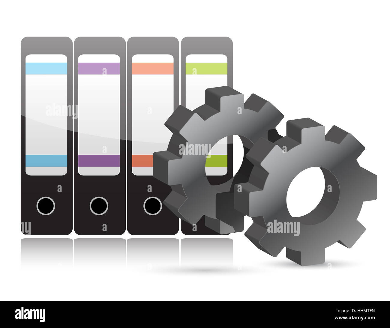 office folders with industrial gears illustration design Stock Photo ...
