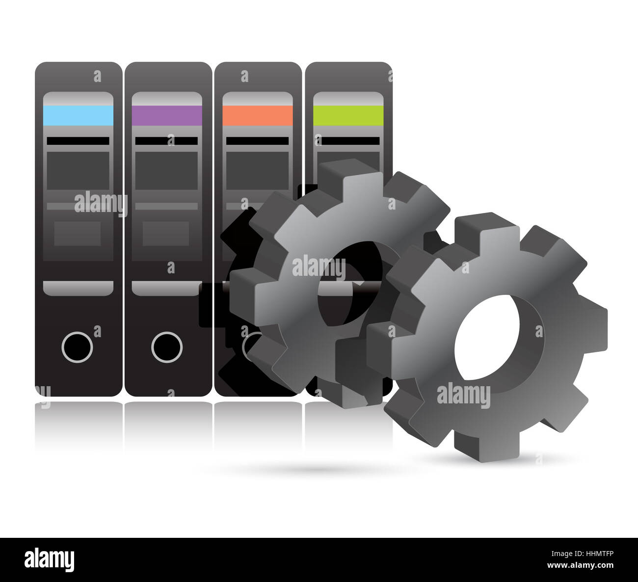 server room with industrial gears illustration design Stock Photo - Alamy