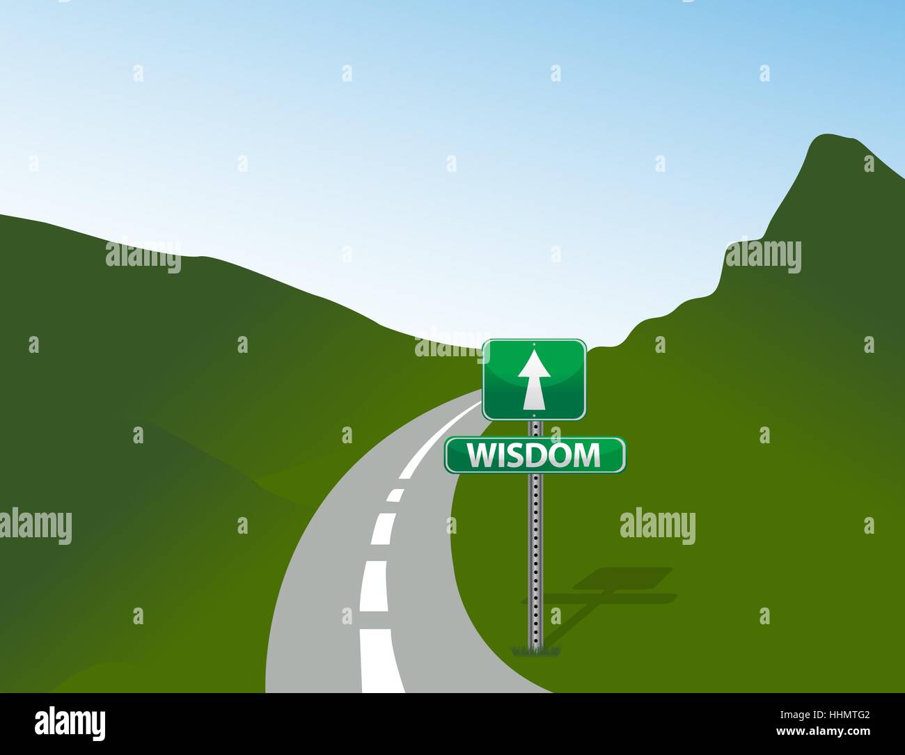 Road to wisdom sign and illustration background Stock Photo - Alamy