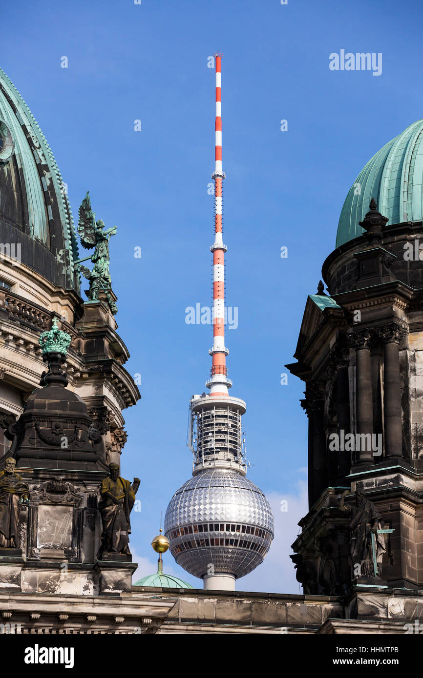 Berlin Cathedral with television tower, Alex Tower, Berlin, Germany ...