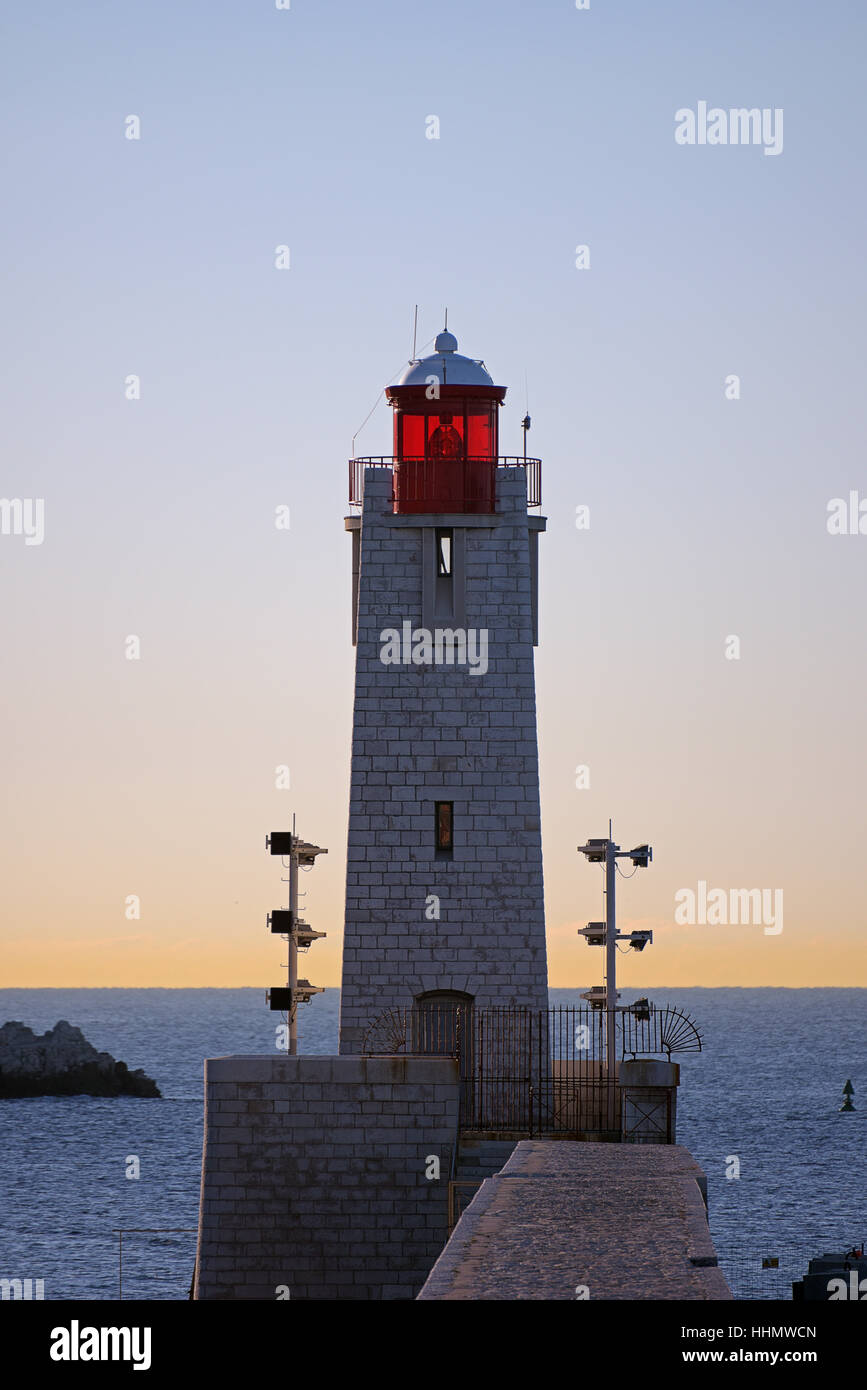 Le Phare de Nice, lighthouse at harbour, Nice, Provence-Alpes-Côte d ...