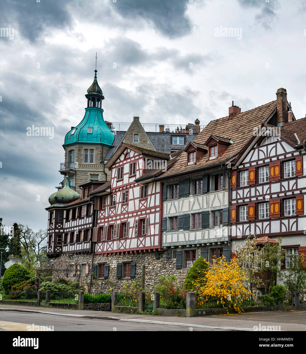 Swiss street houses hi-res stock photography and images - Alamy