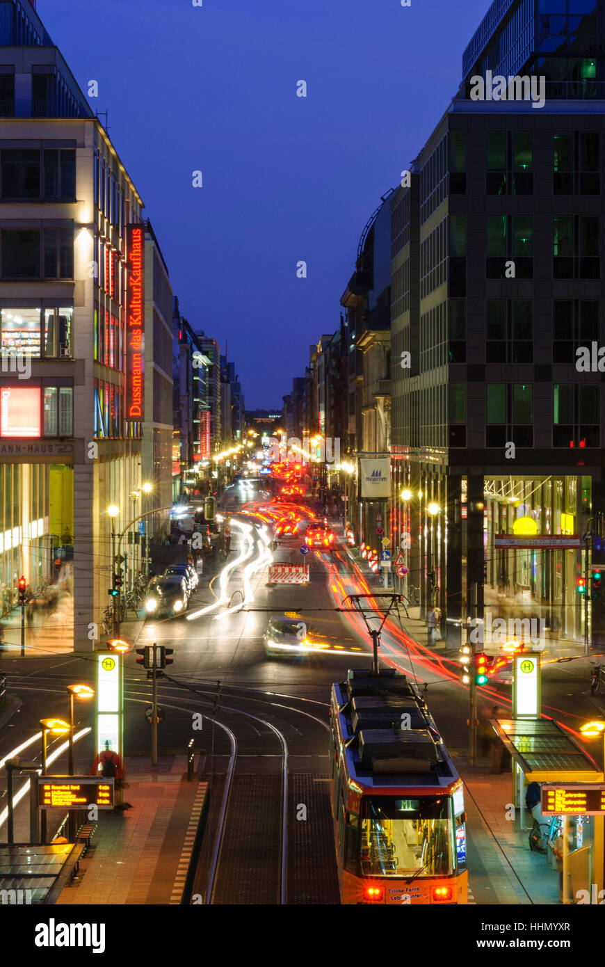 Berlin: street Friedrichstraße, traffic lights, streetcar, cars ...