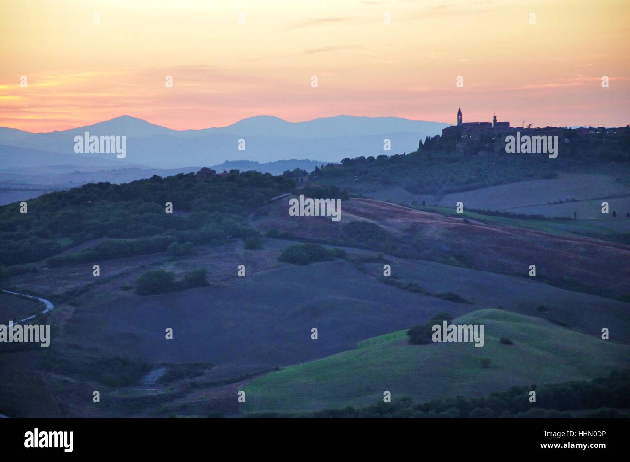 tuscany, sienna, italy, sunset, agriculture, farming, field, summer ...