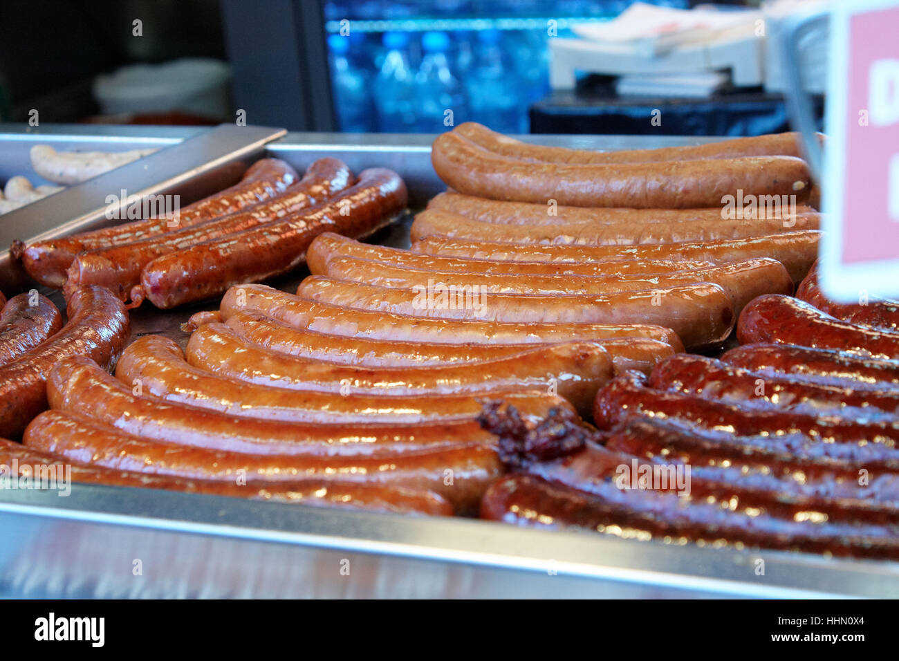 food, aliment, sausages, cooked, meat, shapes, shape, horizontal, metal ...