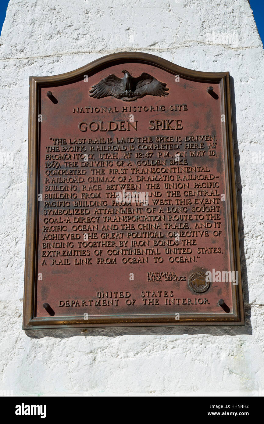 Golden spike monument, Golden Spike National Historic Site, Utah Stock ...