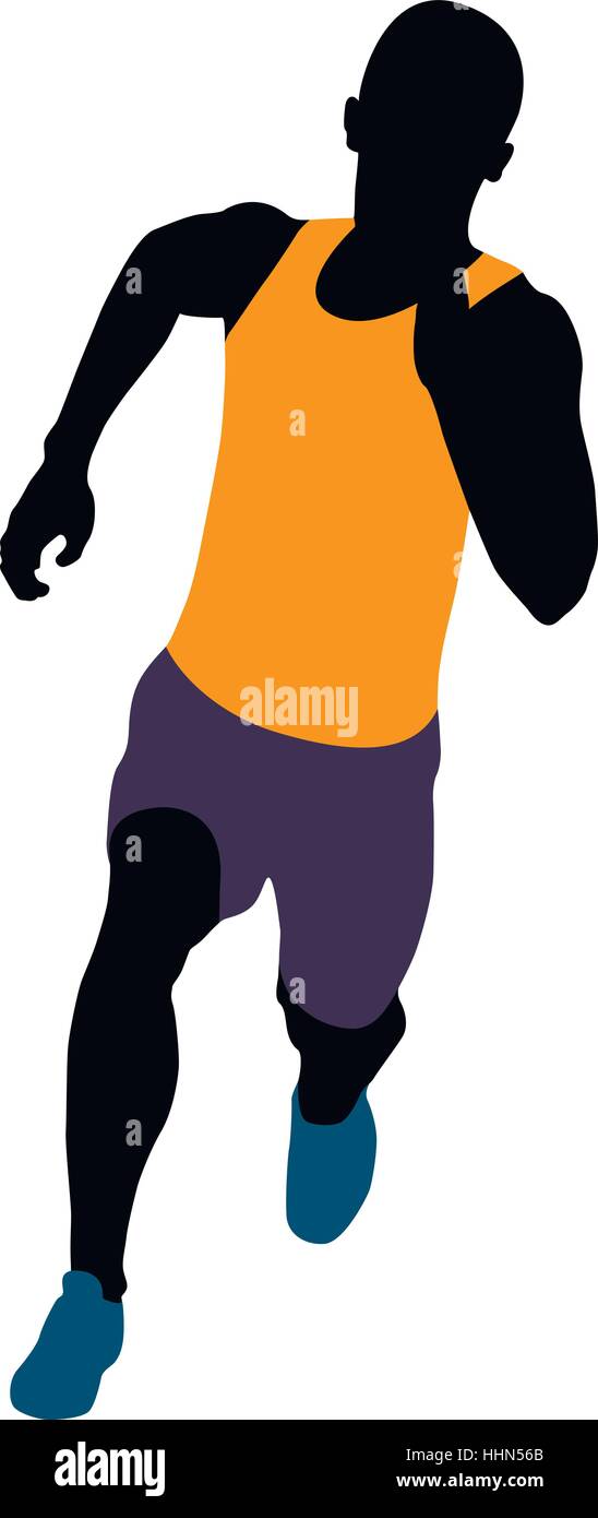 young athlete man running sprint vector illustration Stock Vector Image ...