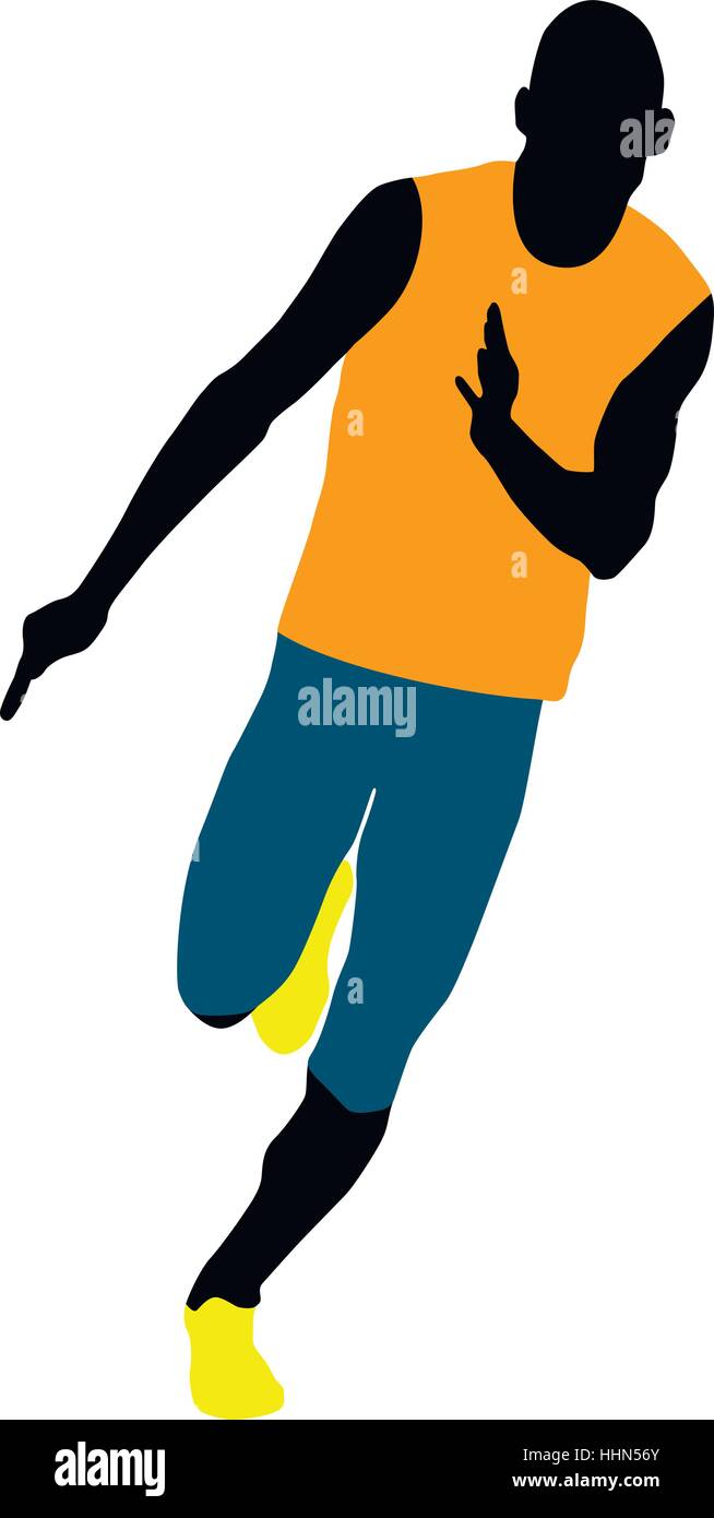 muscular man runner sprinter running vector illustration Stock Vector ...