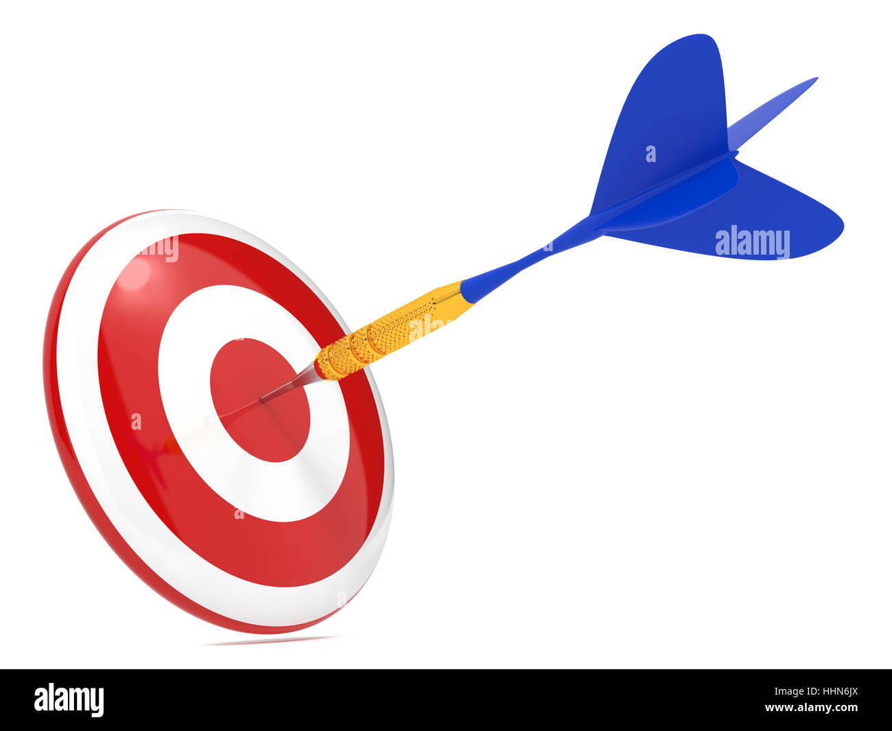 Blue Dart Hitting Red Target, Isolated On White Background Stock Photo ...