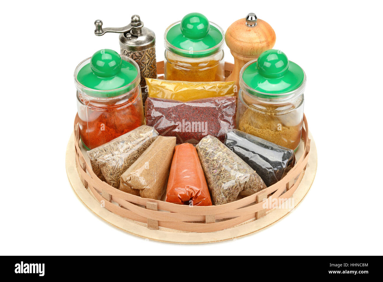 Collection dry spices isolated on a white background Stock Photo - Alamy