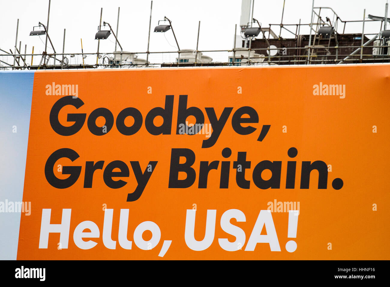'Goodbye Grey Britain' holiday advertisement hoarding on side of ...