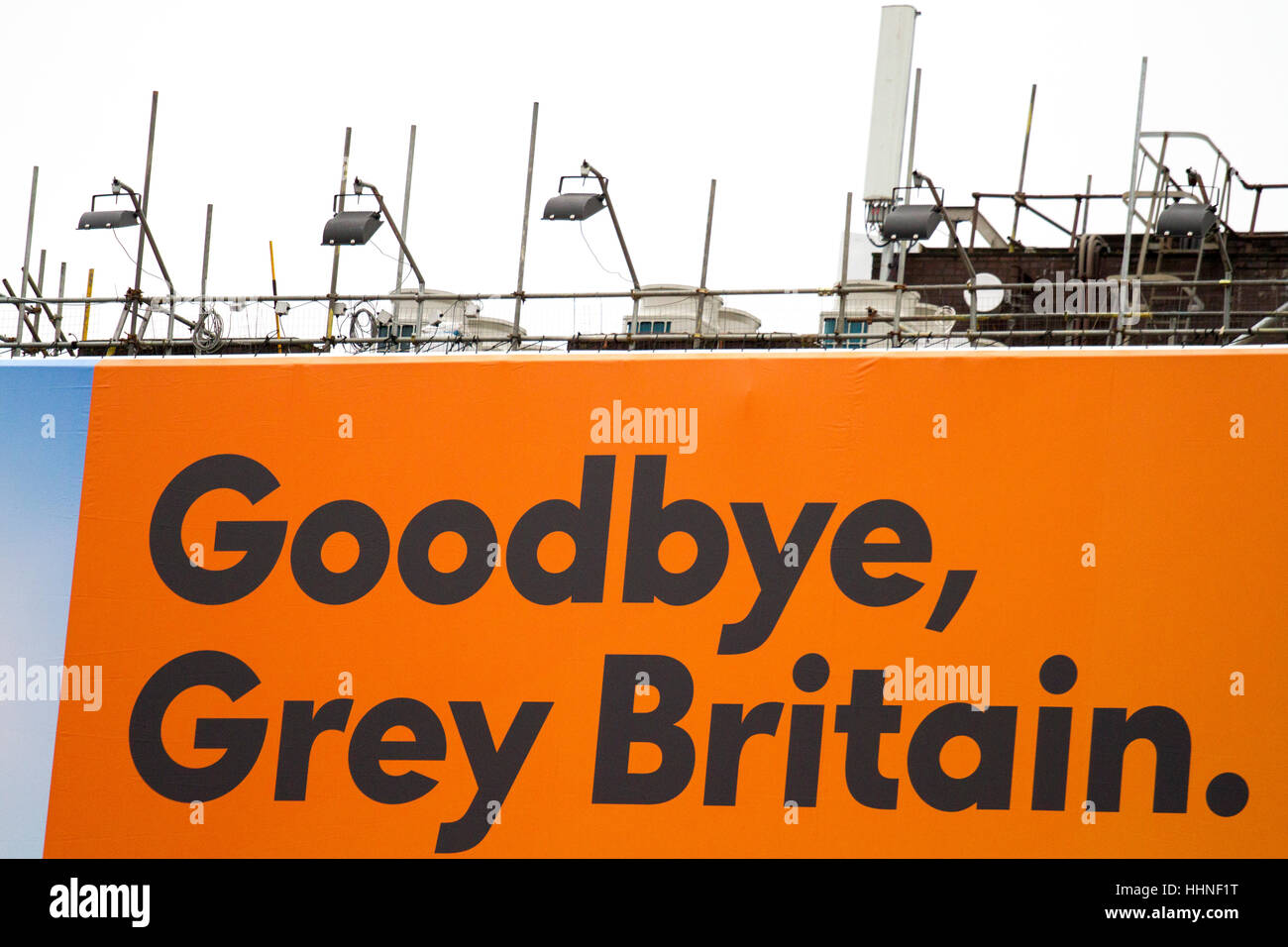 'Goodbye Grey Britain' holiday advertisement hoarding on side of ...