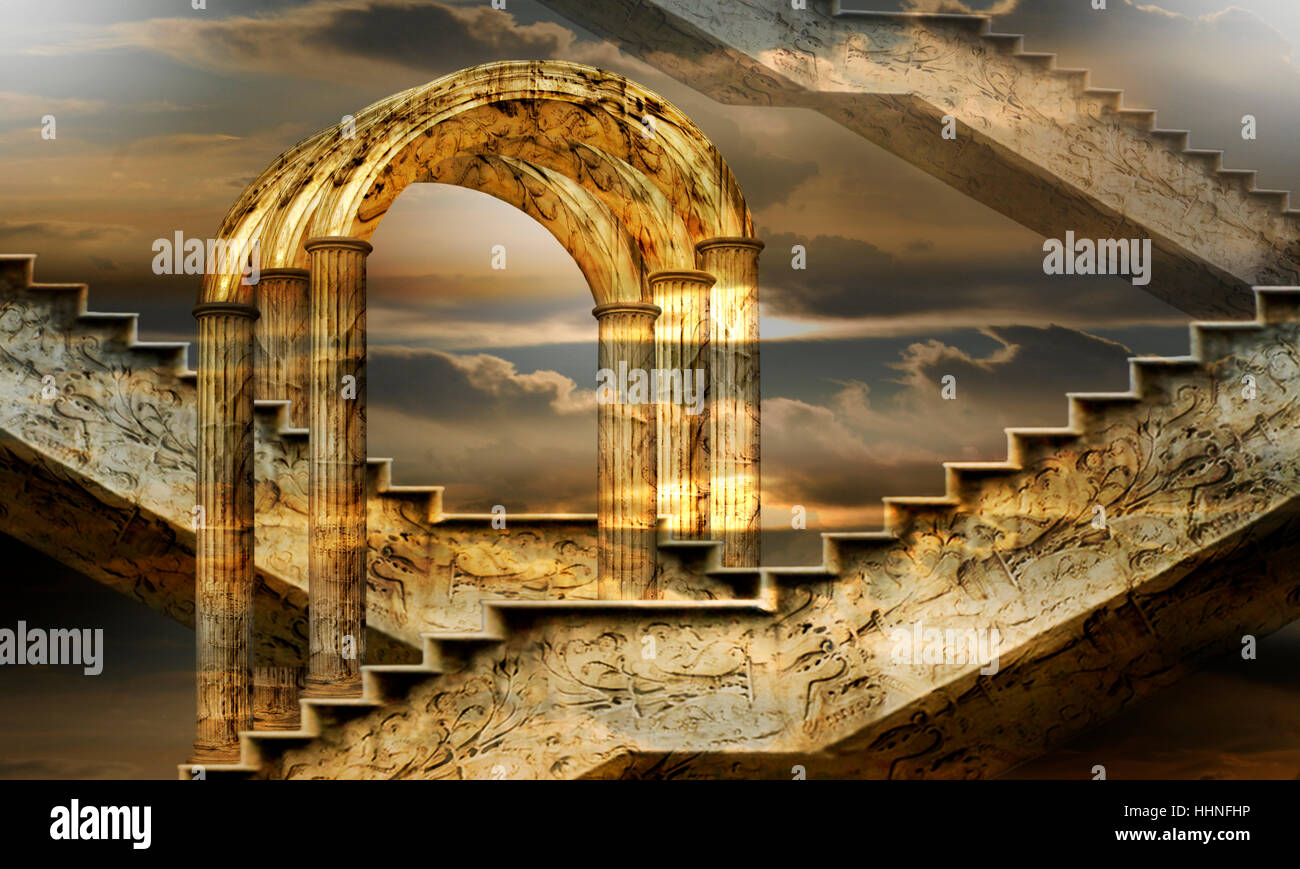 stairs, stone, arch, marble, golden, staircase, collage, column ...