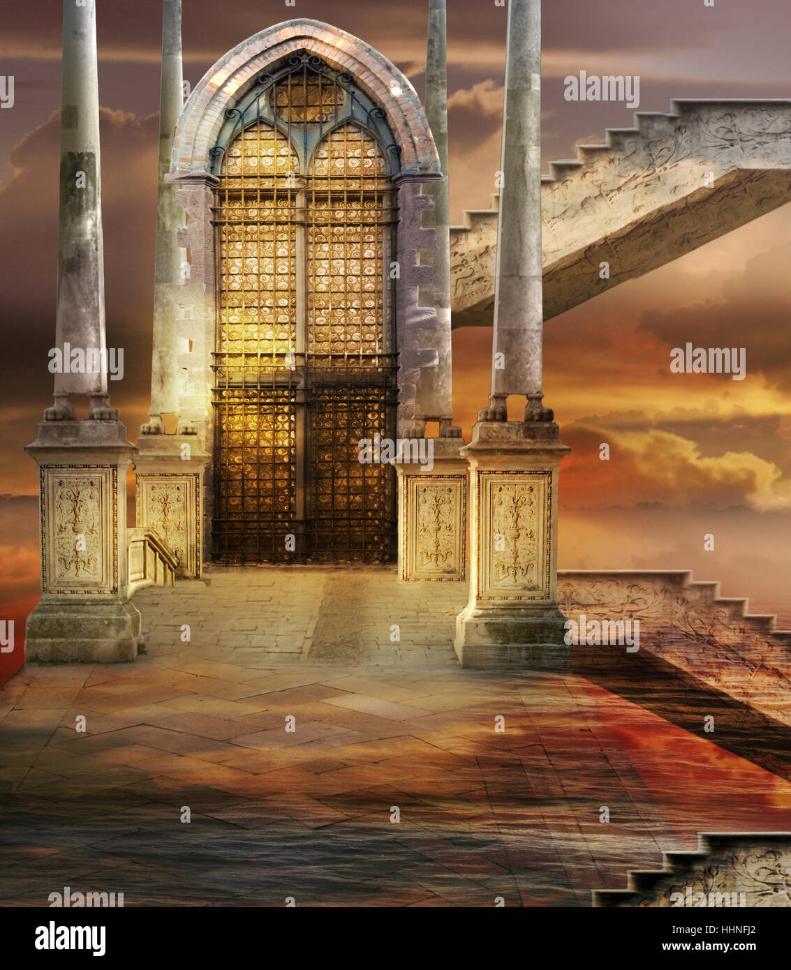colour, flight, sunset, goal, passage, gate, archgway, gantry, door ...