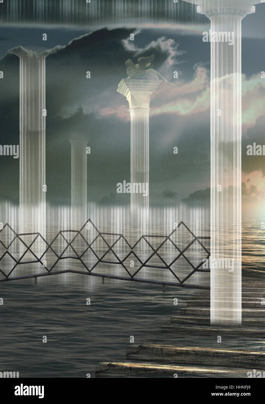 romantic, sunrise, dream, fantasy, magical, imagination, pillar ...