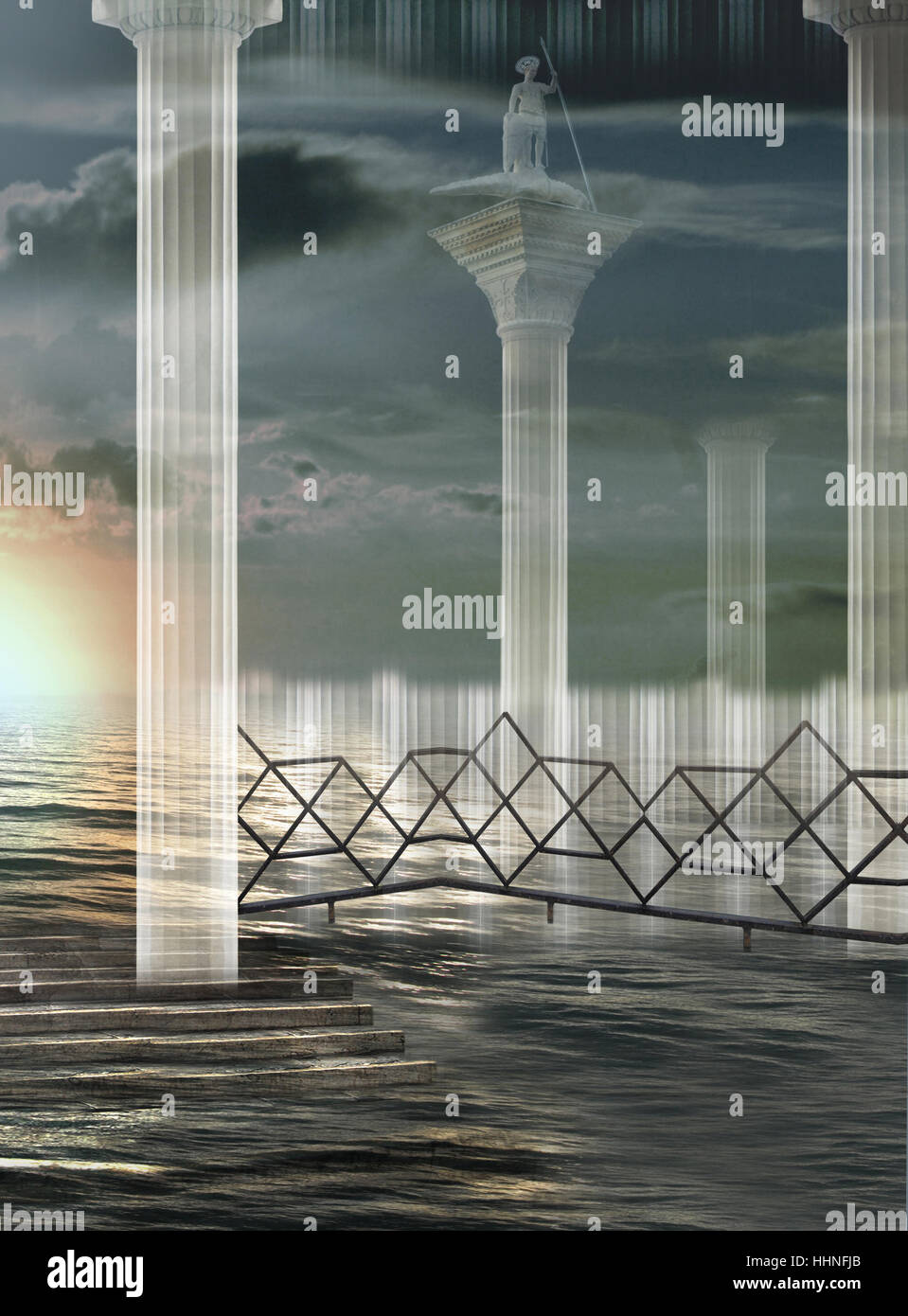 romantic, sunrise, dream, fantasy, magical, imagination, pillar ...