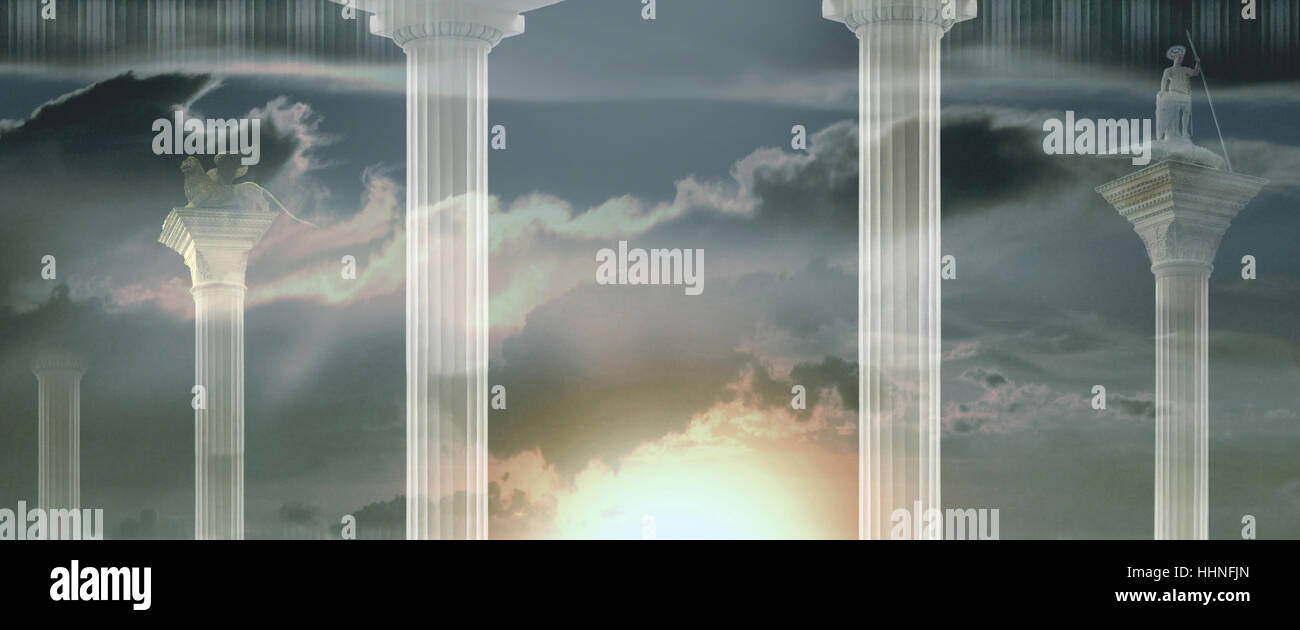 romantic, sunrise, dream, fantasy, magical, imagination, pillar ...