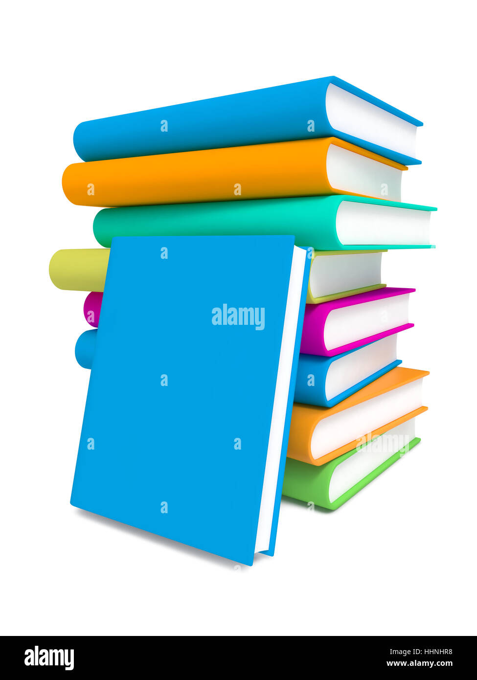 Stack of Colorful Books. Isolated on White Background Stock Photo - Alamy
