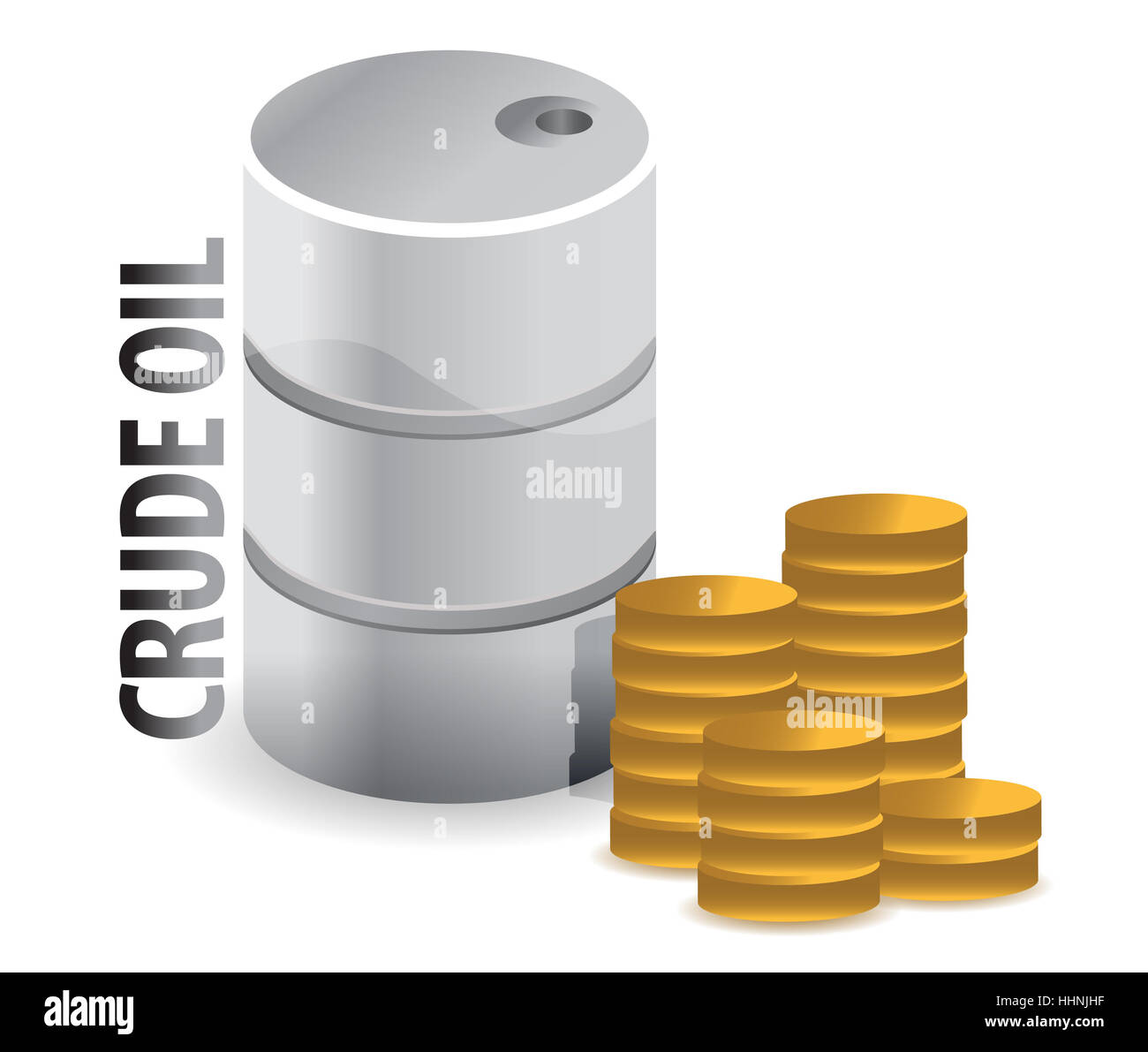 crude oil and coins currency illustration design over white Stock Photo ...