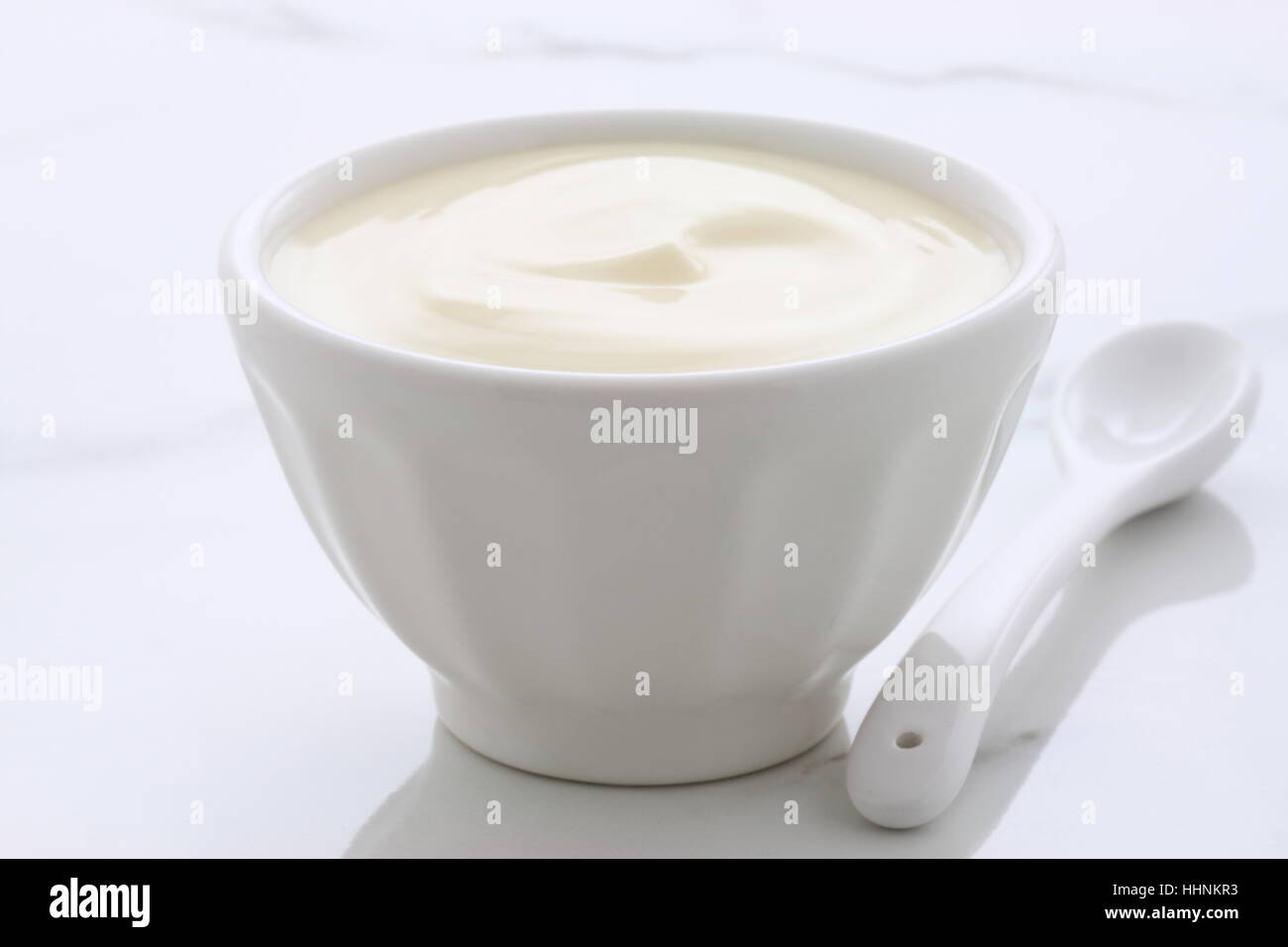 Delicious, nutritious and healthy fresh plain yogurt on vintage italian ...