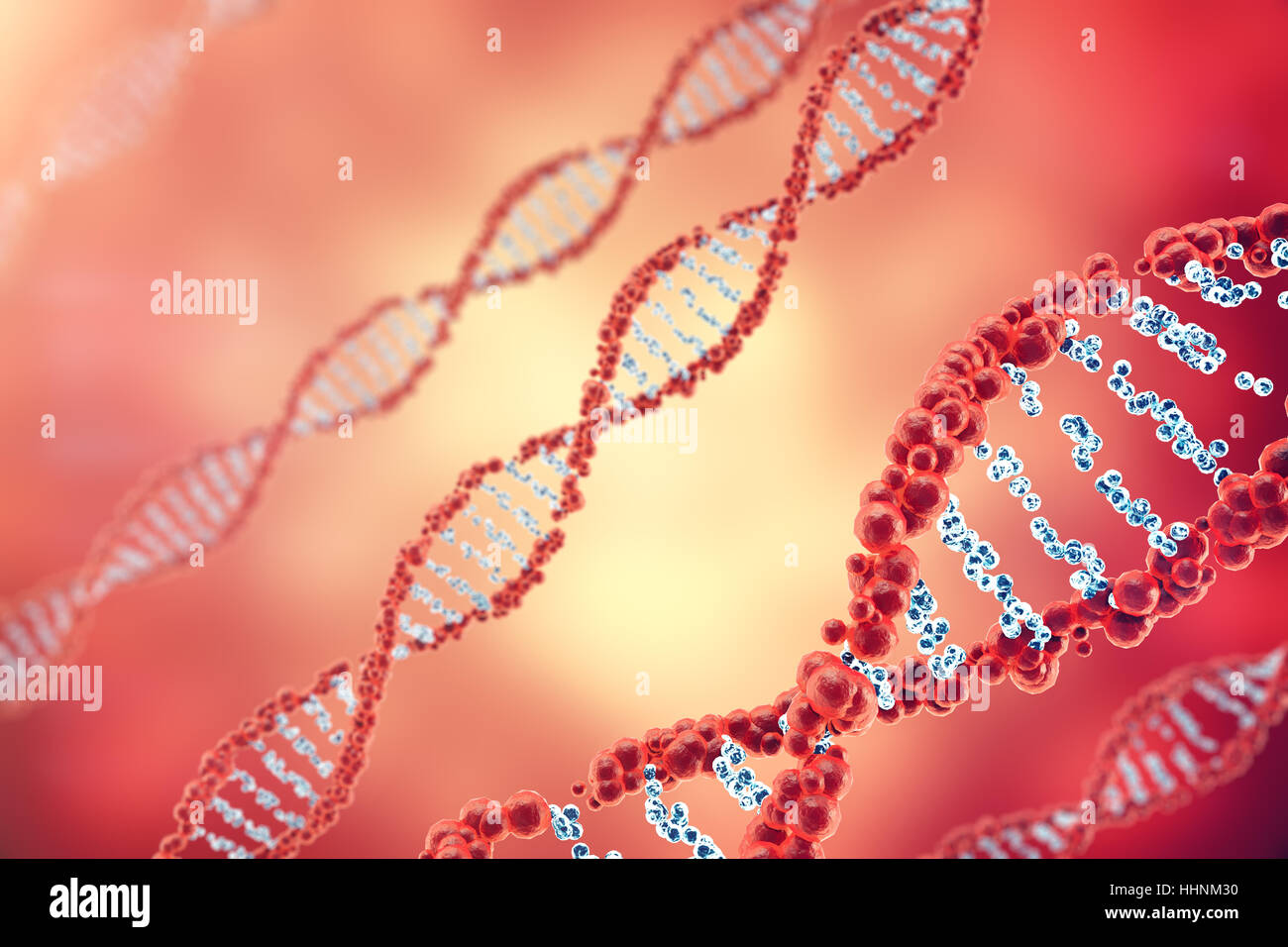Digital illustration DNA structure in colourful background. Medicine ...