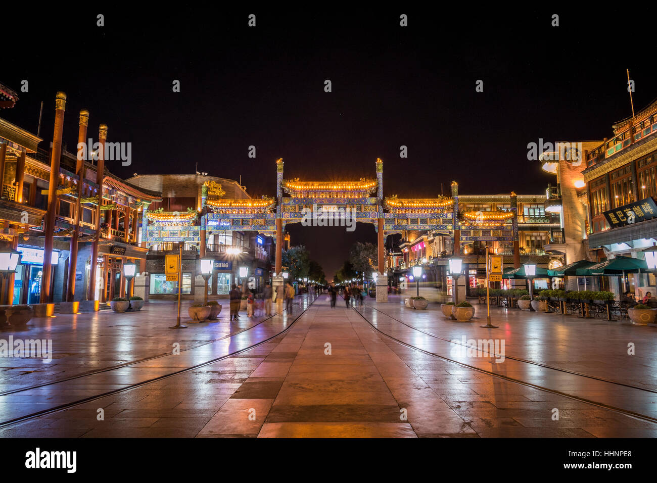 Qianmen Street at Night Stock Photo - Alamy