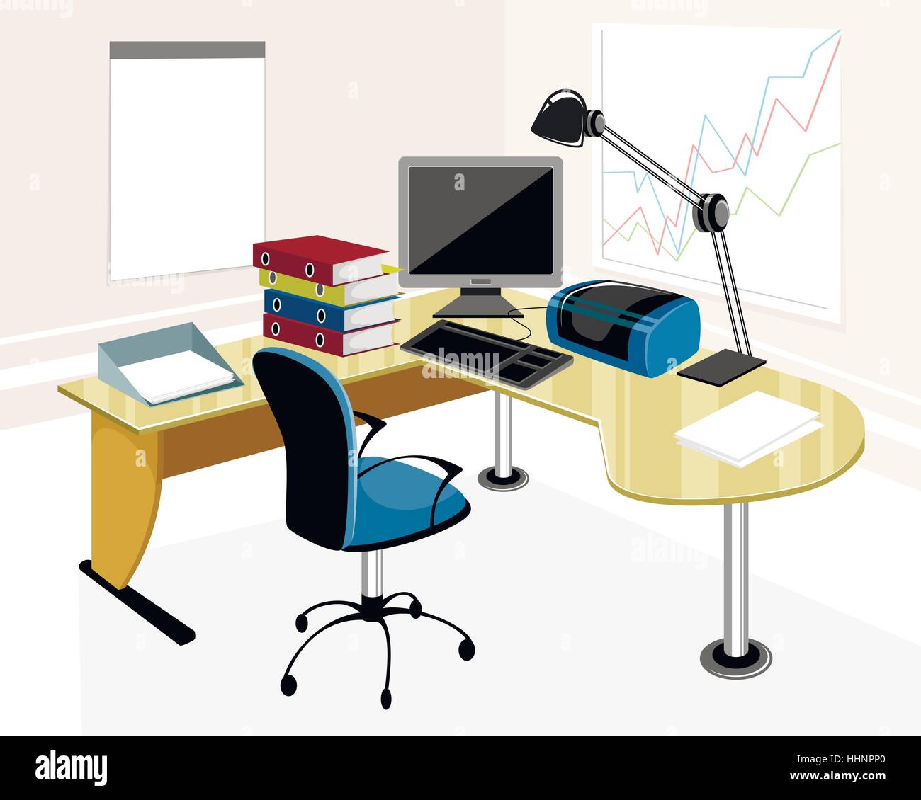 Vector illustration of a modern office workplace Stock Vector Image ...