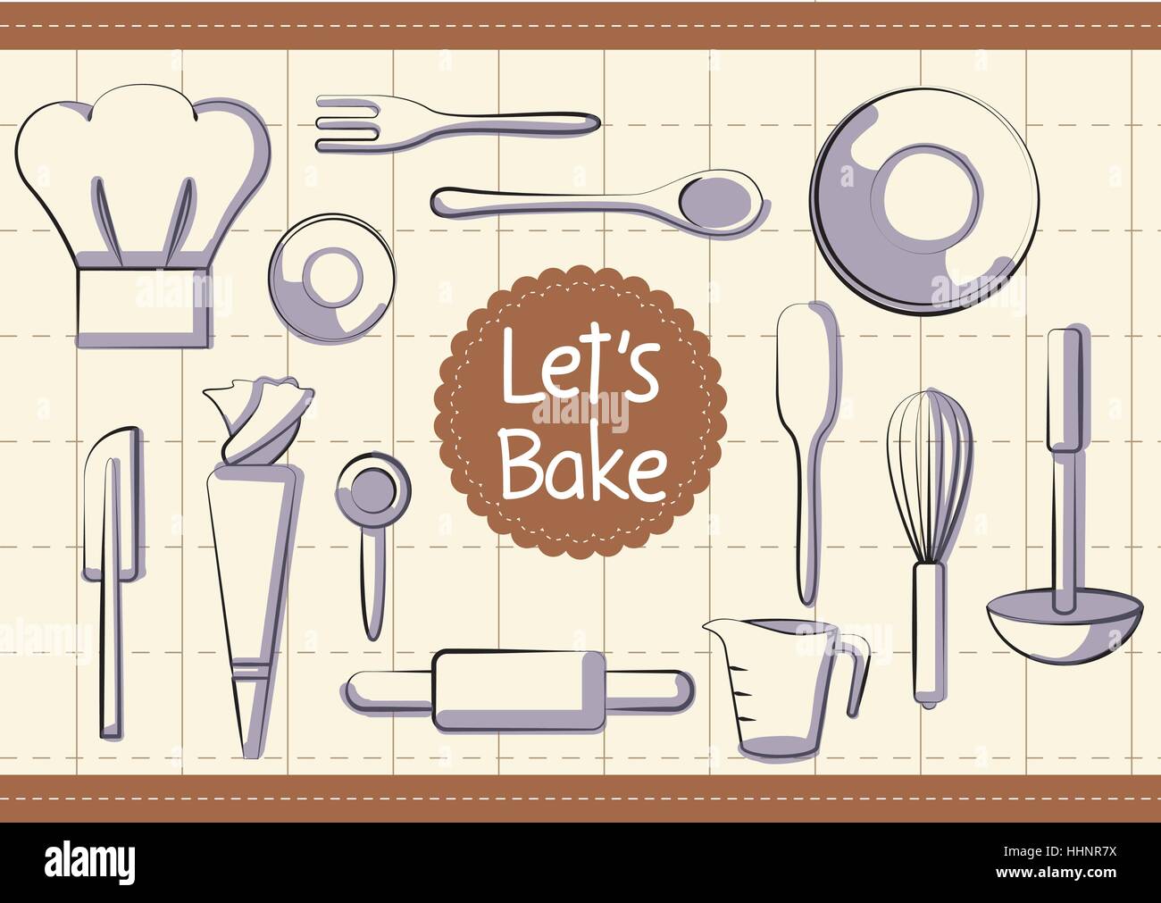 bakeryware set, cooking tools collection, pastry's equipments drawing ...