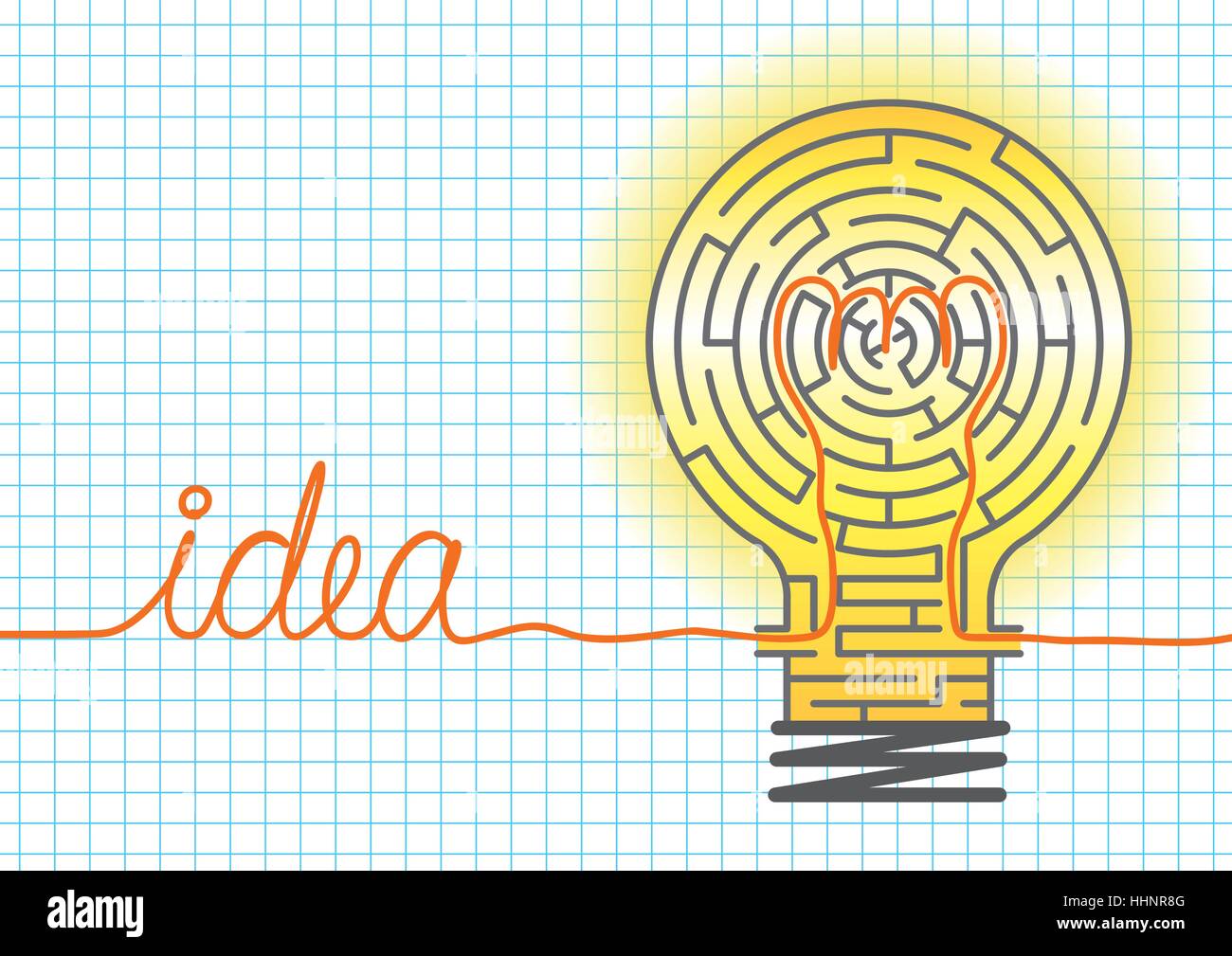 the maze in light bulb, maze idea game, labyrinth, entry and exit ...