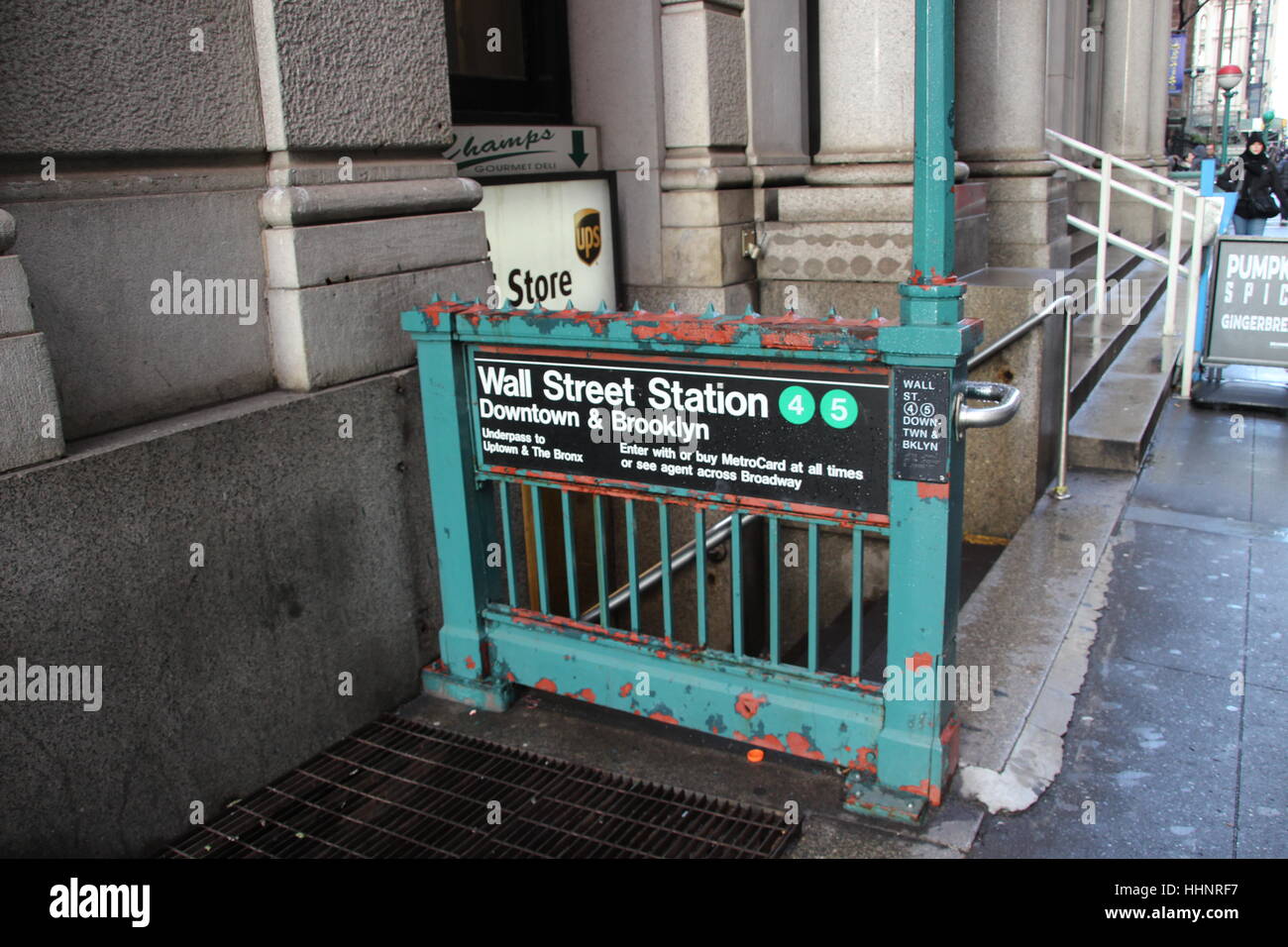 Wall Street subway station entrance, Manhattan, New York Stock Photo ...