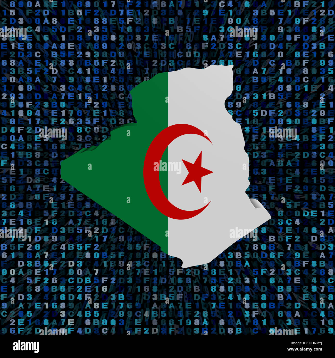Algeria map flag on hex code illustration Stock Photo - Alamy