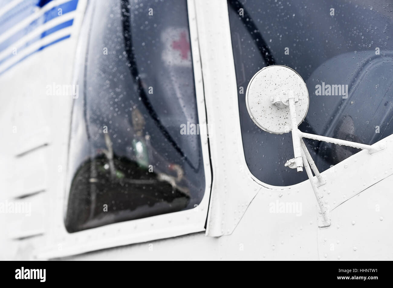 Detail with helicopter fuselage and pilot cockpit Stock Photo - Alamy