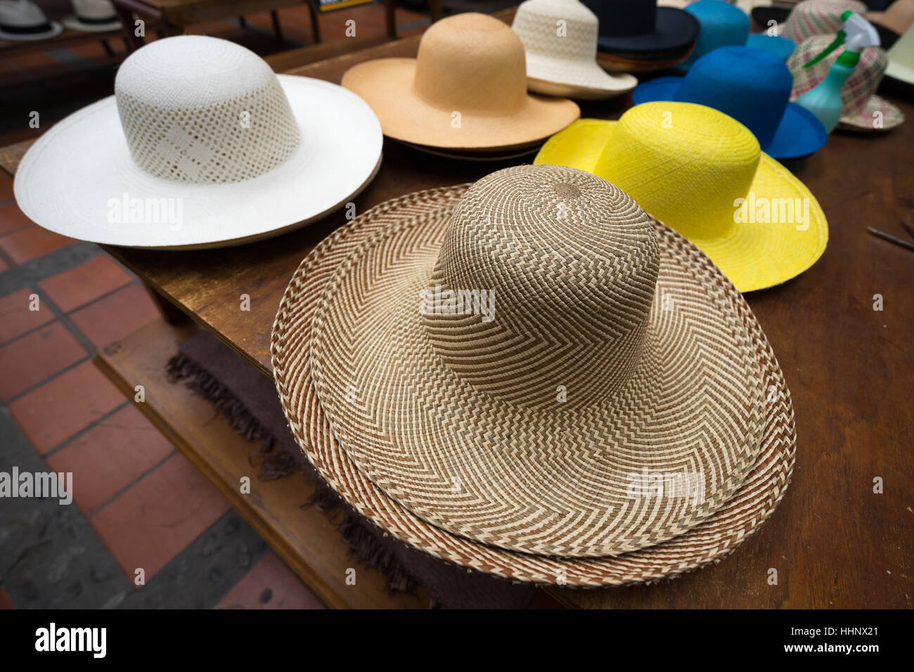 Panama hats in Cuenca Ecuador Stock Photo - Alamy