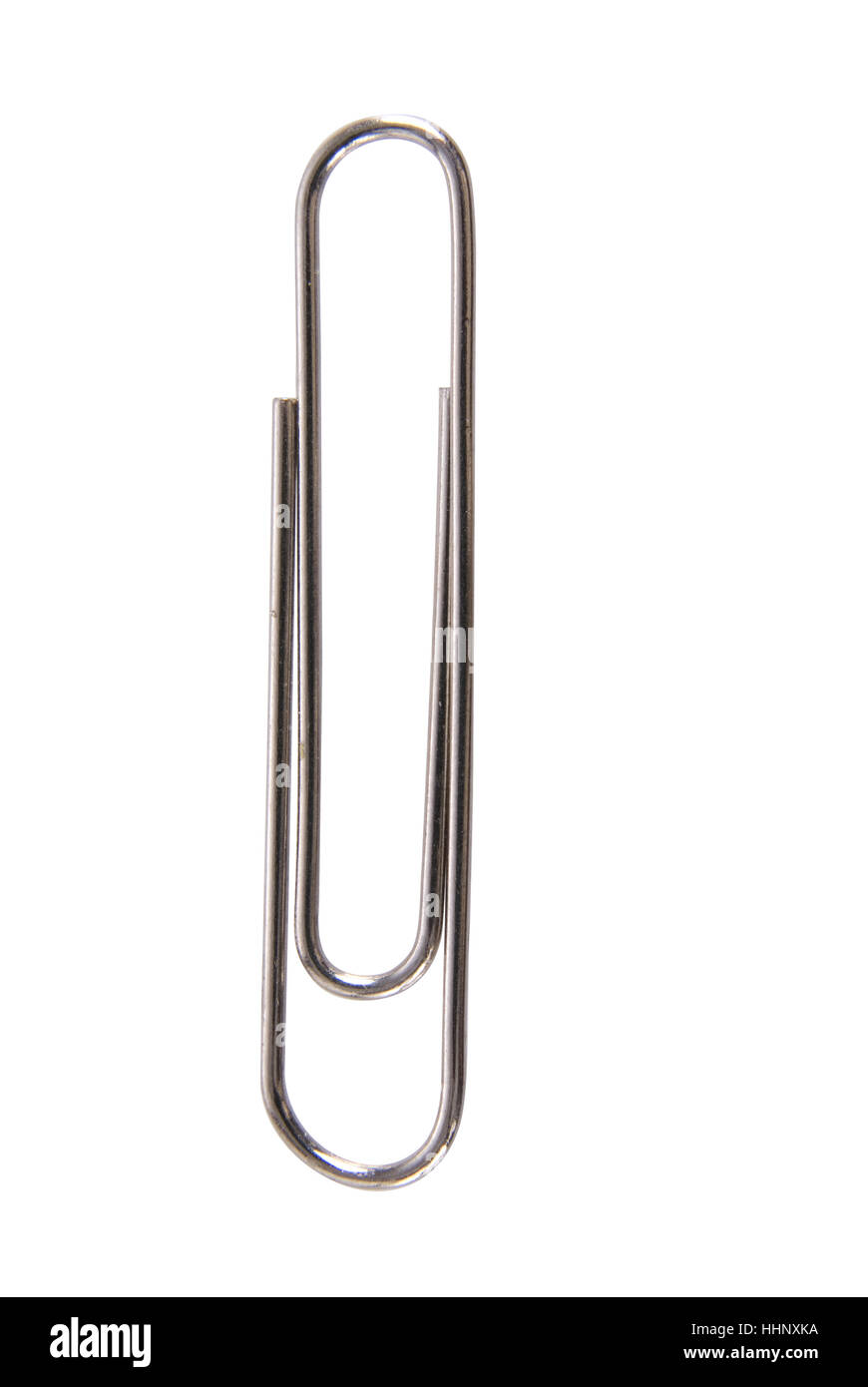 Single steel paper clip isolated on white background. Included clipping ...