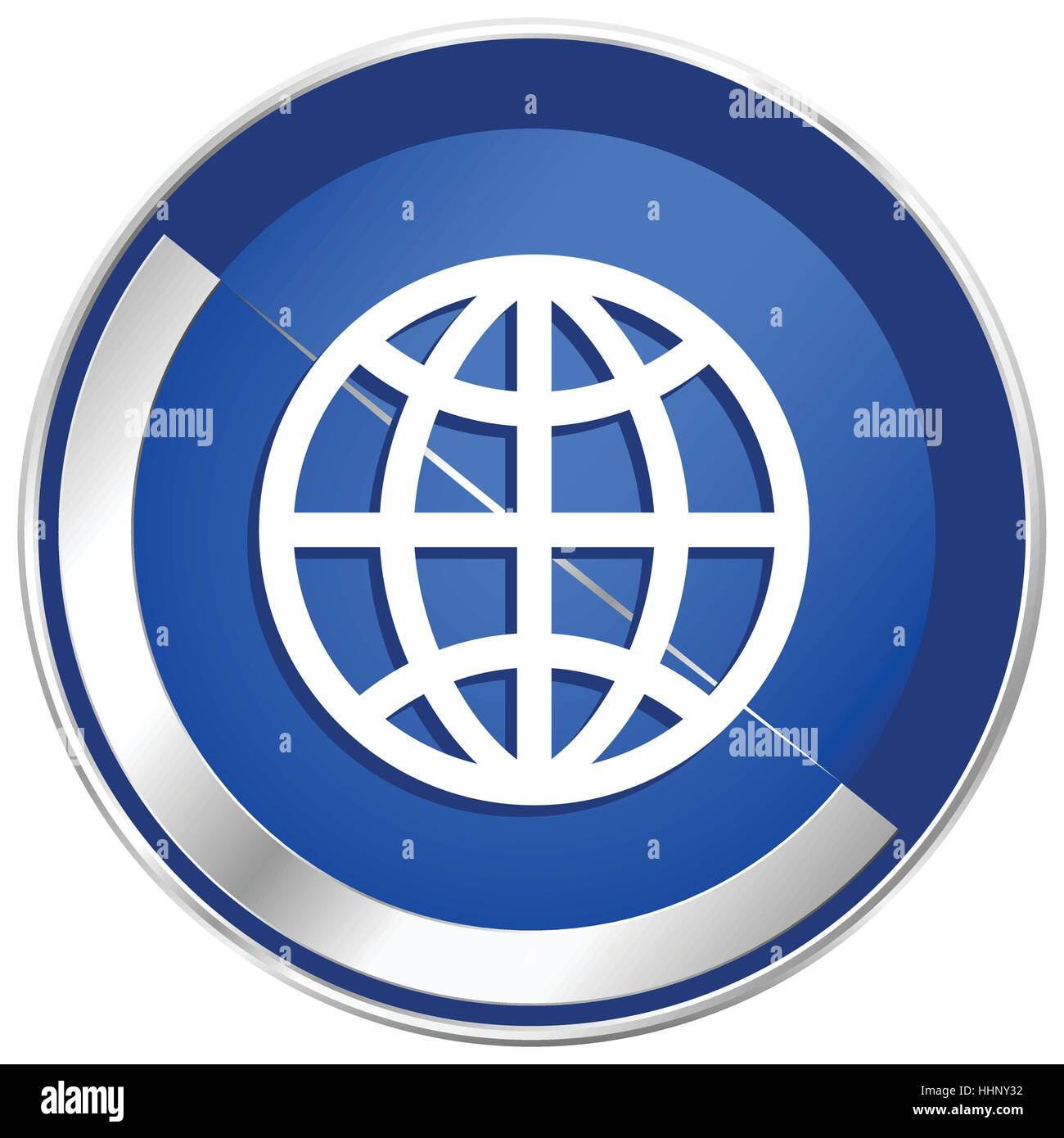 Earth silver metallic web and mobile phone vector icon in eps 10 Stock ...
