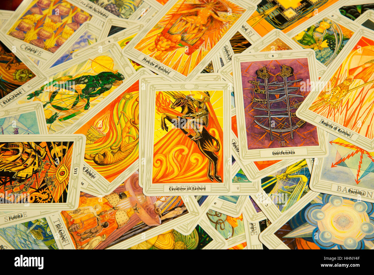 Tarot card Knight of Wands. Thoth deck Stock Photo - Alamy